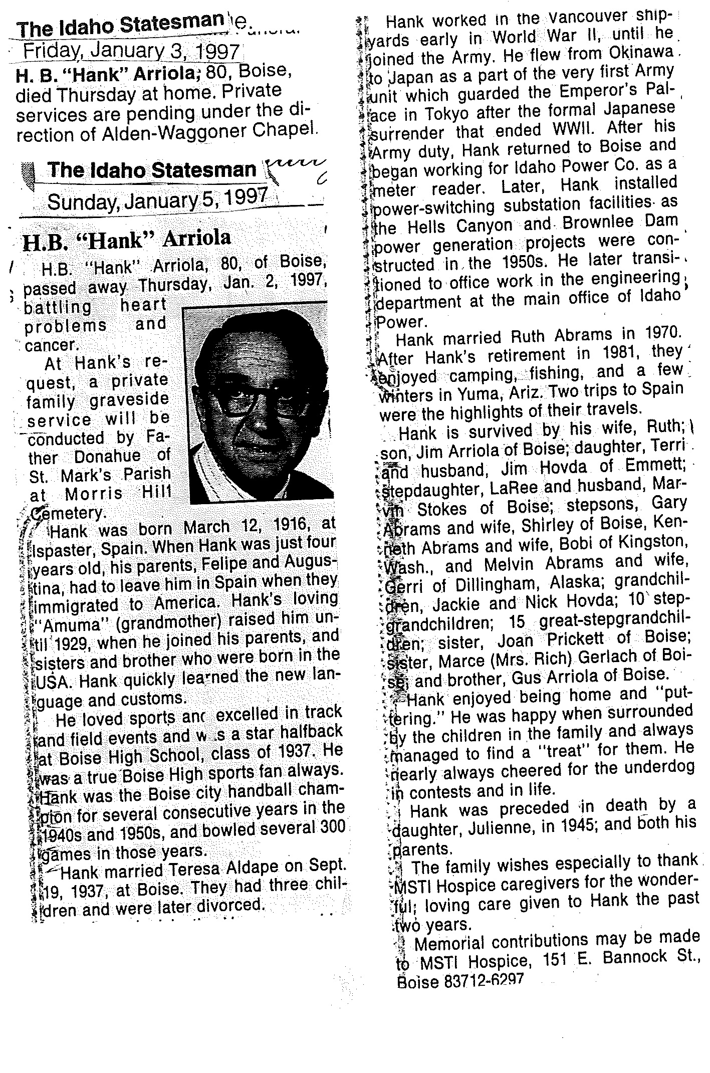 Henaro "Hank" B. Arriola - The Basque Museum & Cultural Center | Boise, ID