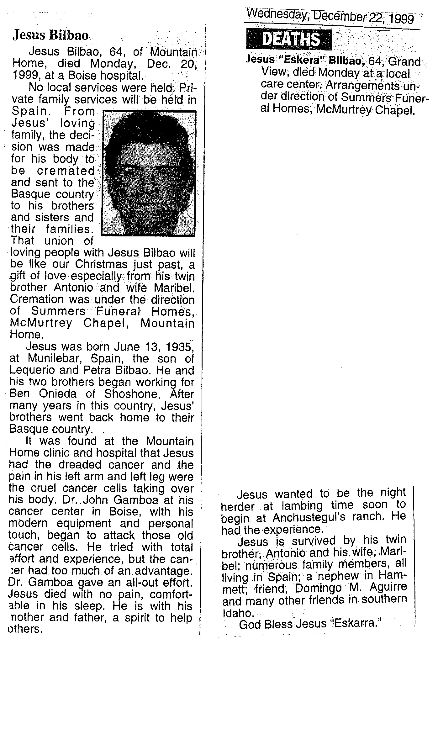 Jesus Bilbao - The Basque Museum & Cultural Center | Boise, ID