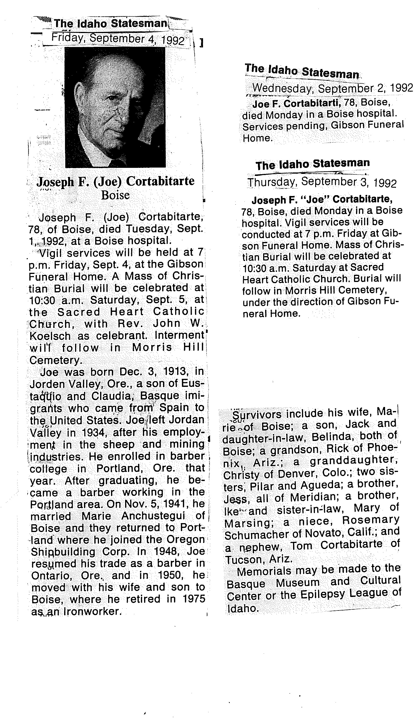 Joseph "Joe" F. Cortabitarte - The Basque Museum & Cultural Center ...