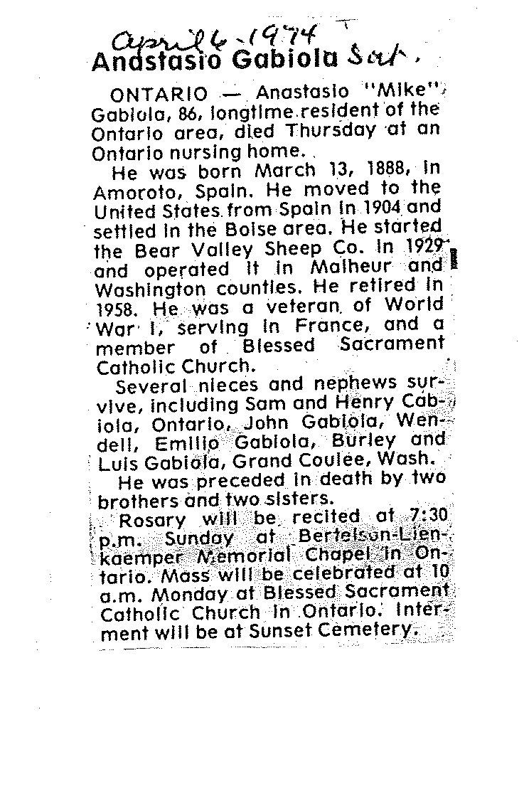 Anastasio "Mike" Gabiola - The Basque Museum & Cultural Center | Boise, ID