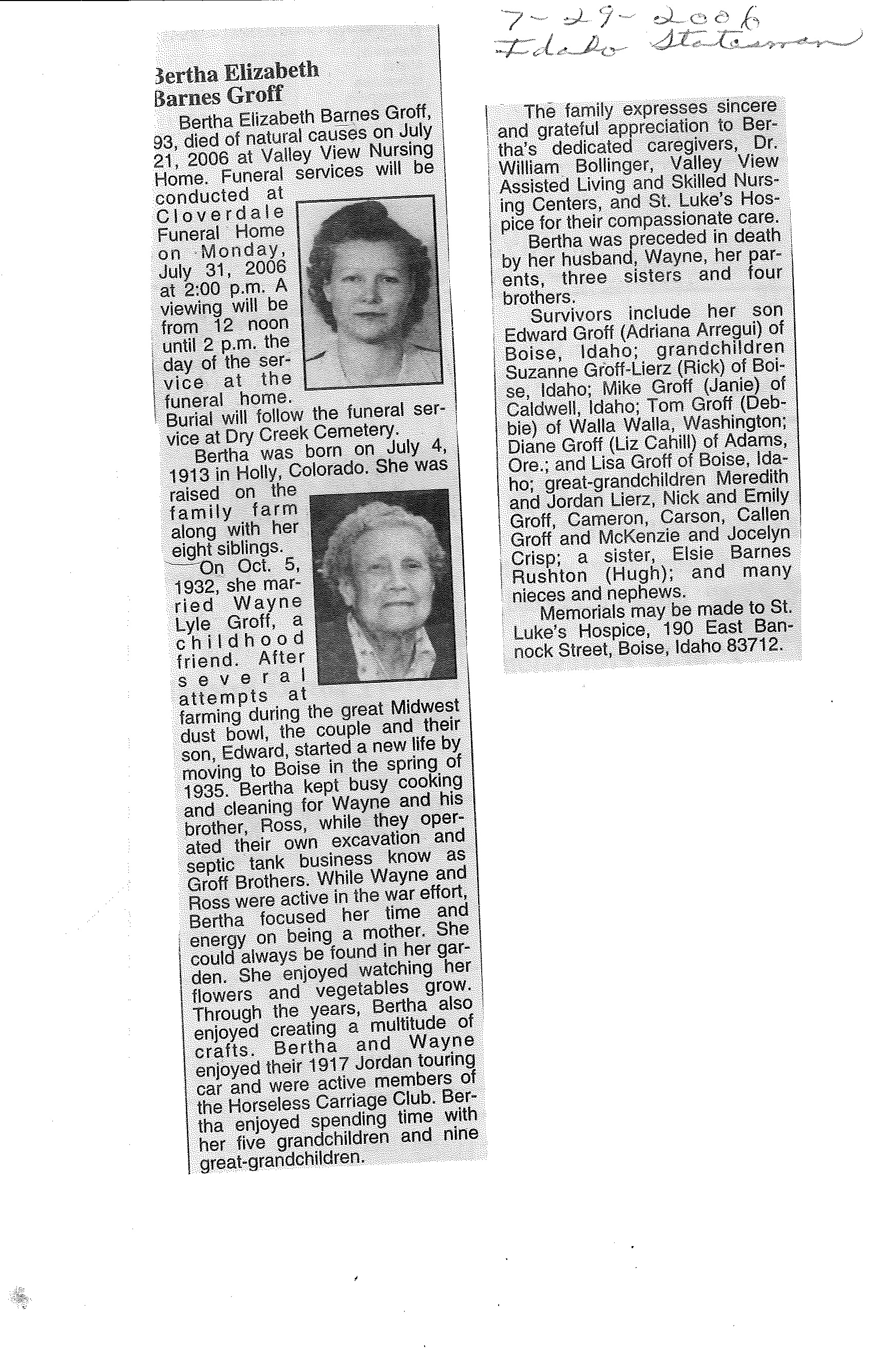 Bertha Elizabeth (Barnes) Groff - The Basque Museum & Cultural Center ...