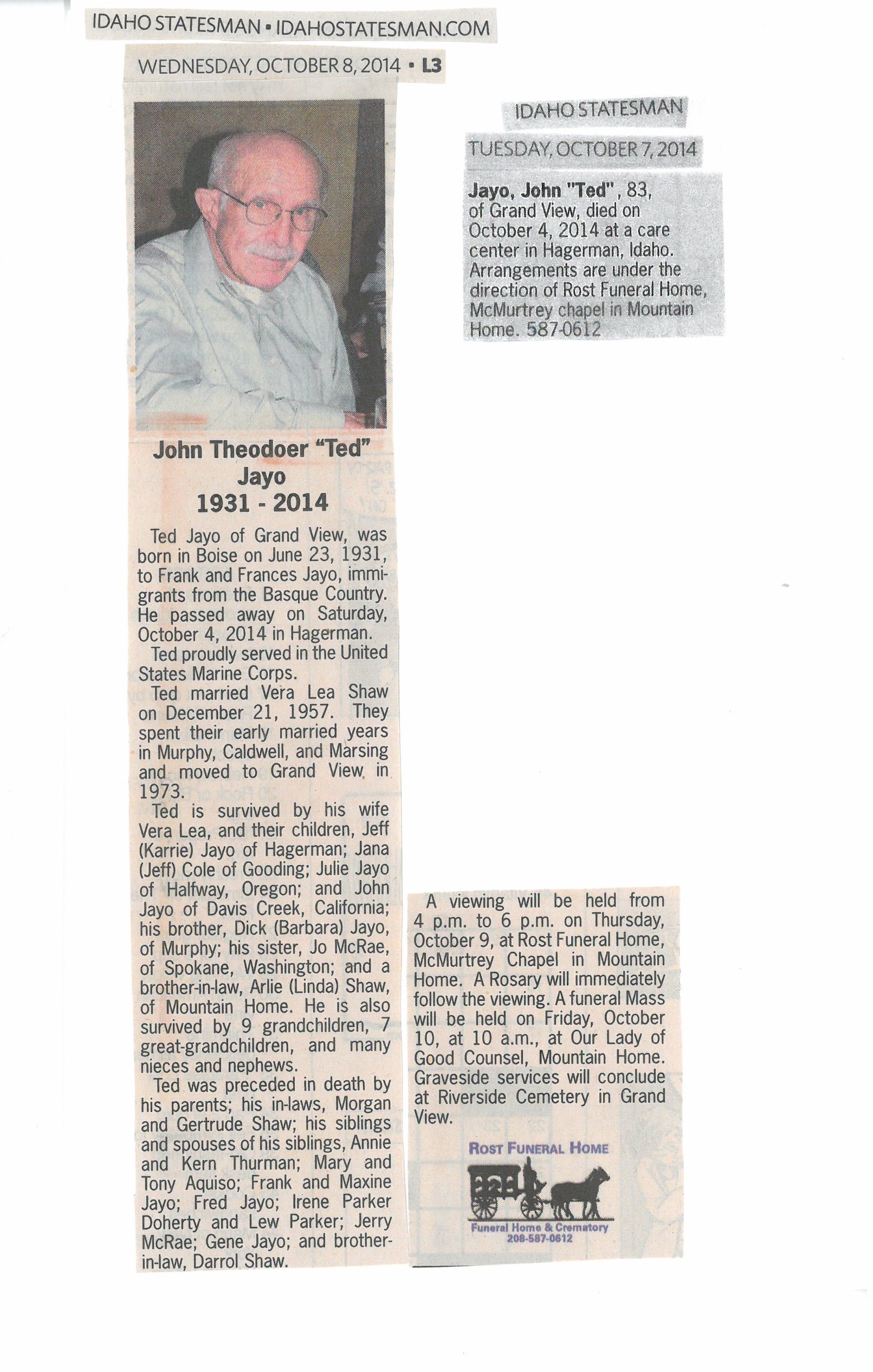 John "Ted" Theodoer Jayo - The Basque Museum & Cultural Center | Boise, ID