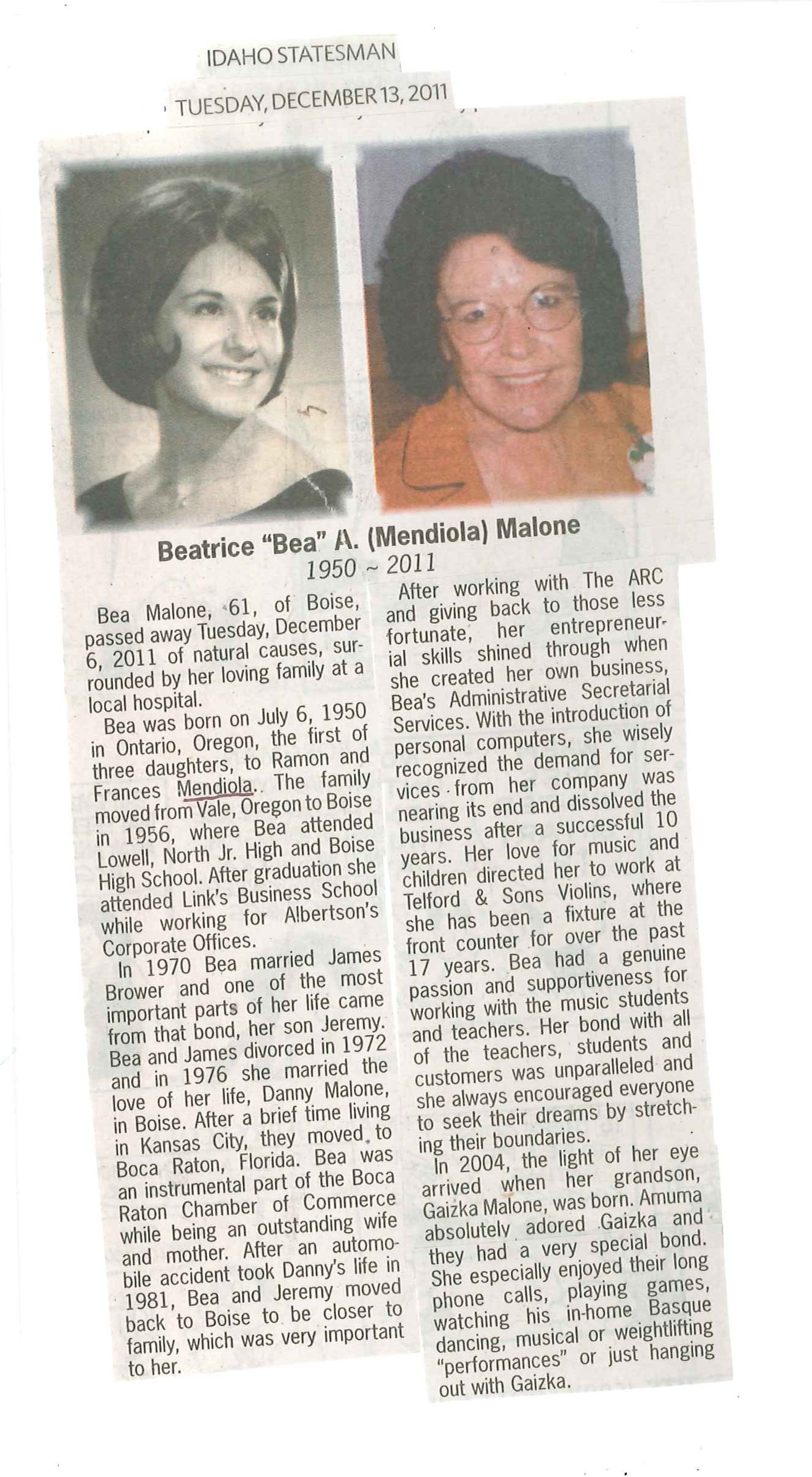 Beatrice "Bea" A. (Mendiola) Malone - The Basque Museum & Cultural ...