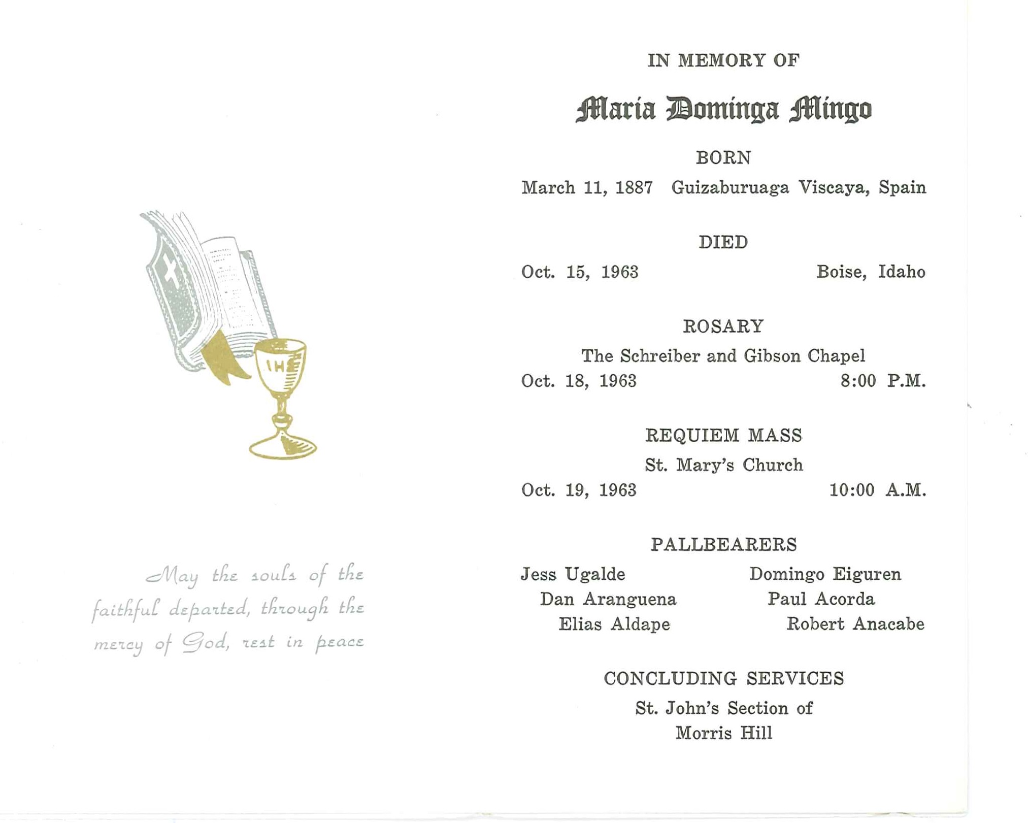 Maria Dominga (Soloaga) Mingo - The Basque Museum & Cultural Center ...