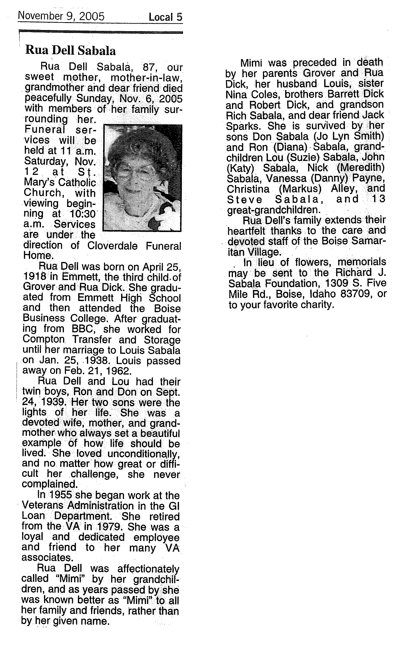 Rua "Mimi" Dell (Dick) Sabala - The Basque Museum & Cultural Center ...