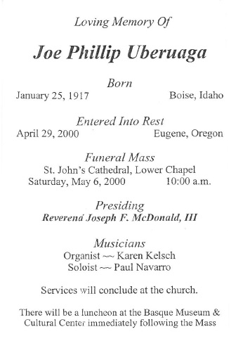 Philip John Uberuaga - The Basque Museum & Cultural Center | Boise, ID