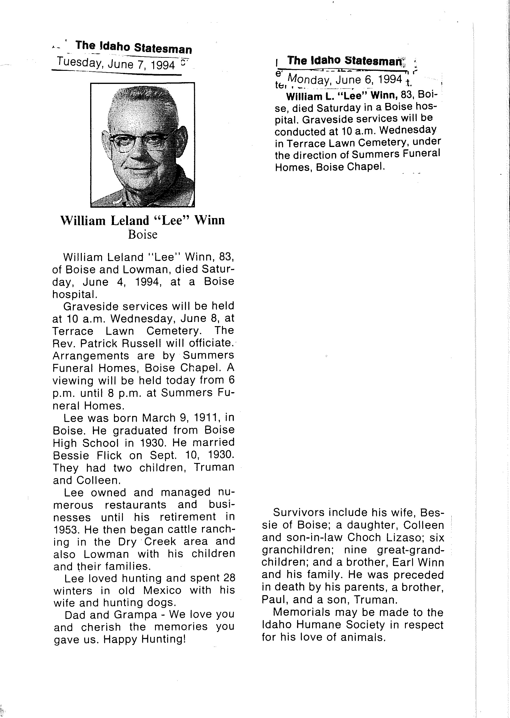 William "Lee" Leland Winn - The Basque Museum & Cultural Center | Boise, ID