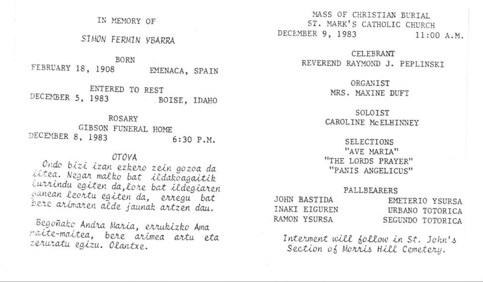 Simon Fermin Ybarra - The Basque Museum & Cultural Center | Boise, ID