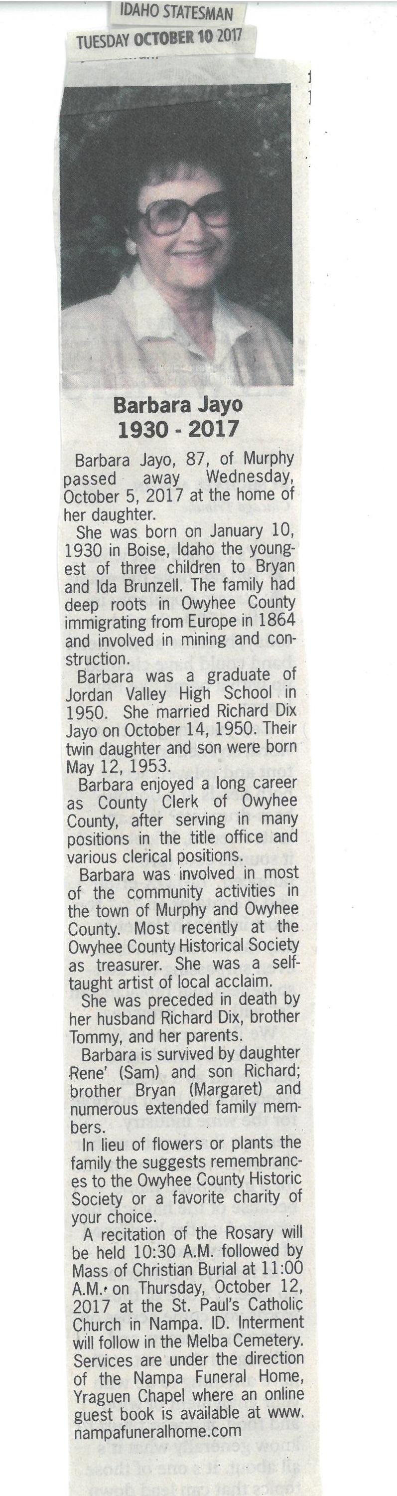 Barbara (Brunzell) Jayo - The Basque Museum & Cultural Center | Boise, ID