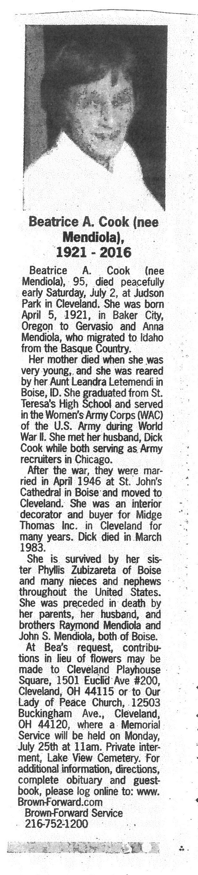 Beatrice "Bea" A. (Mendiola) Malone - The Basque Museum & Cultural ...