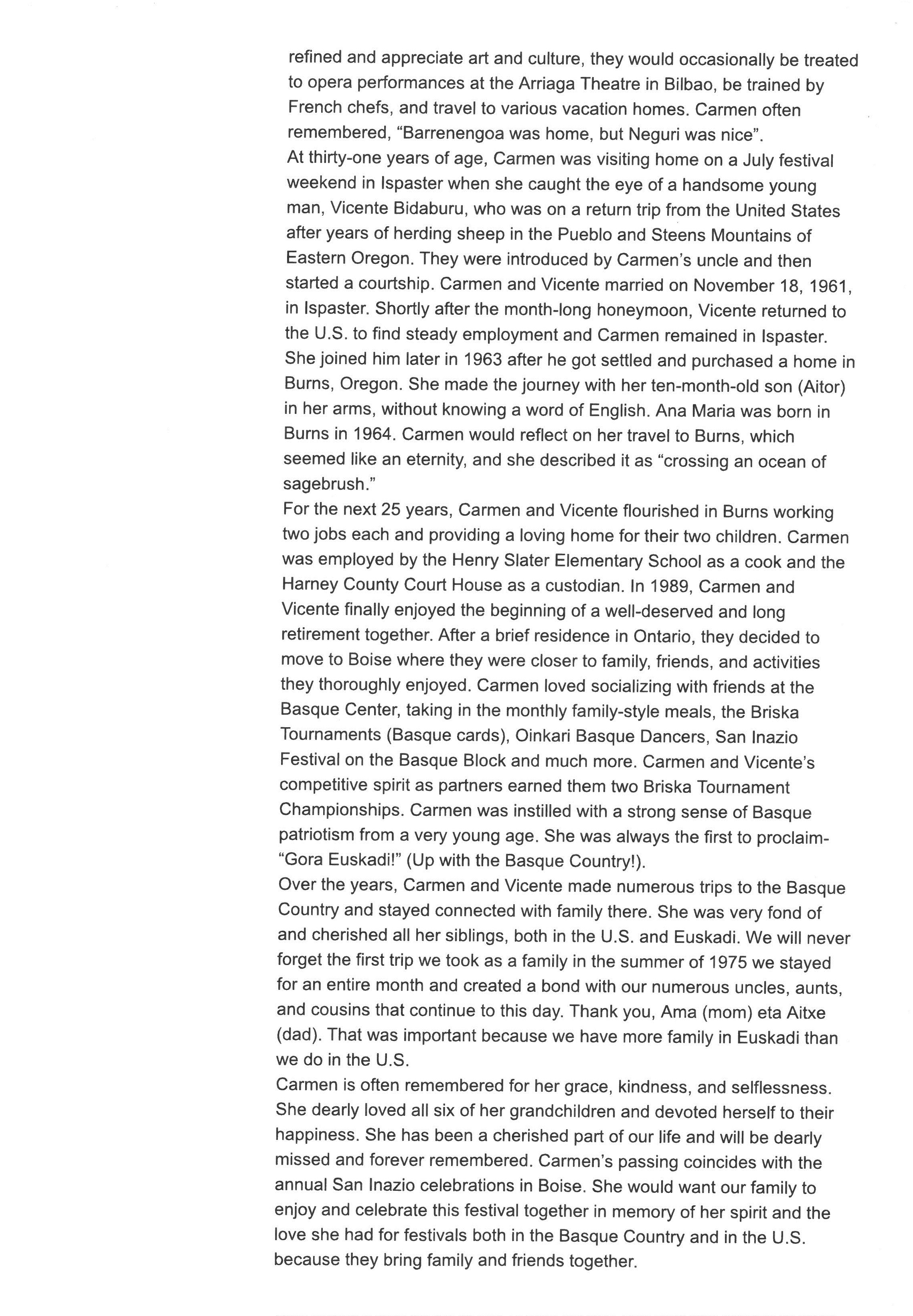 Maria Carmen (Madarieta) Bidaburu - The Basque Museum & Cultural Center ...