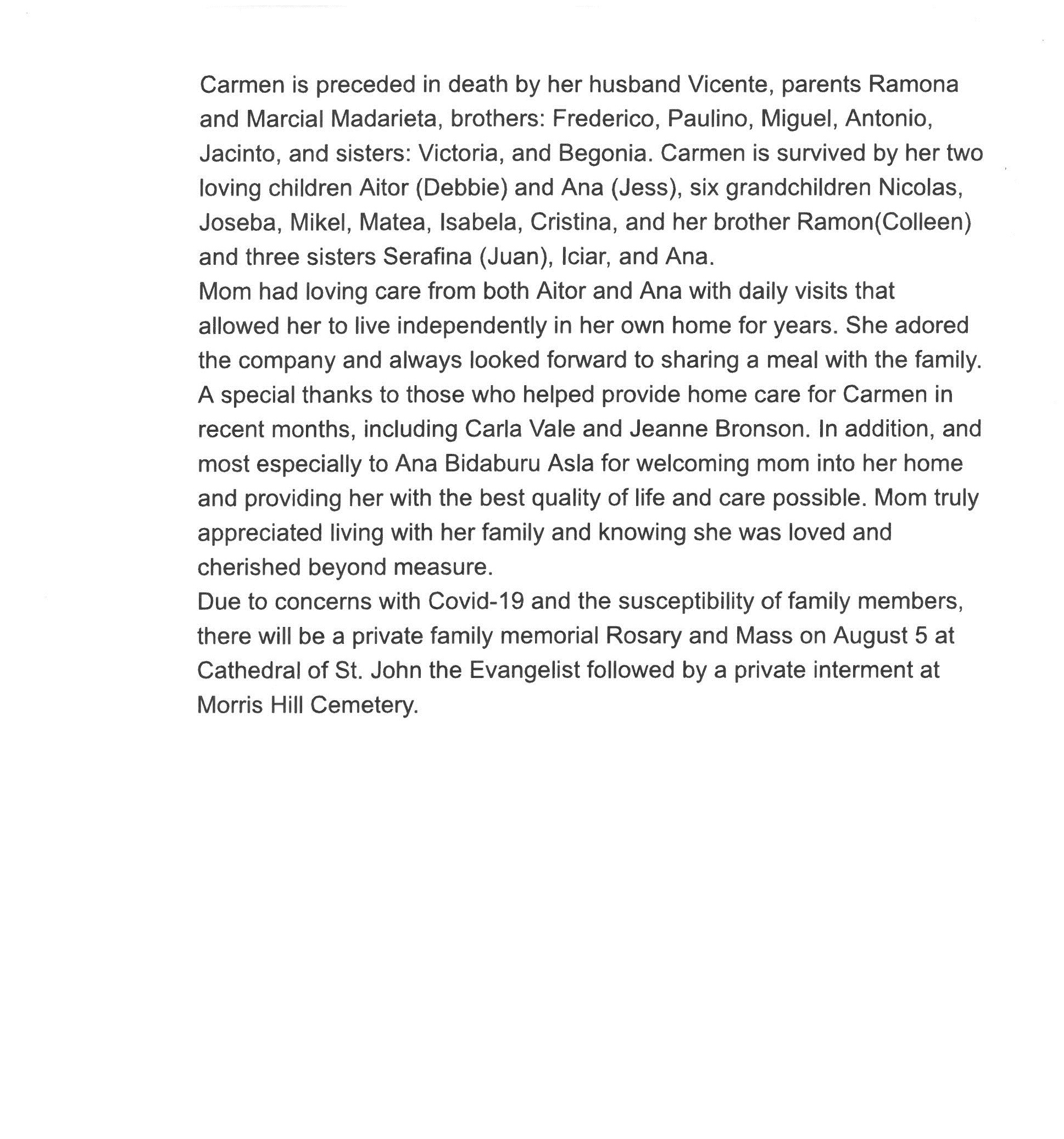 Maria Carmen (Madarieta) Bidaburu - The Basque Museum & Cultural Center ...