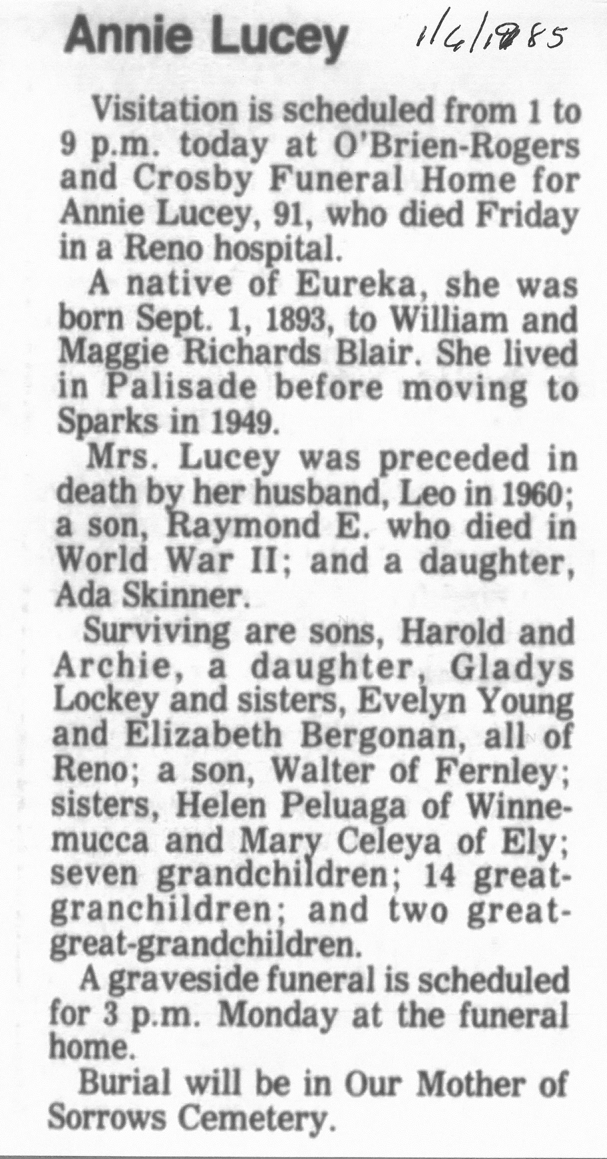 Annie (Blair) Lucey - The Basque Museum & Cultural Center | Boise, ID