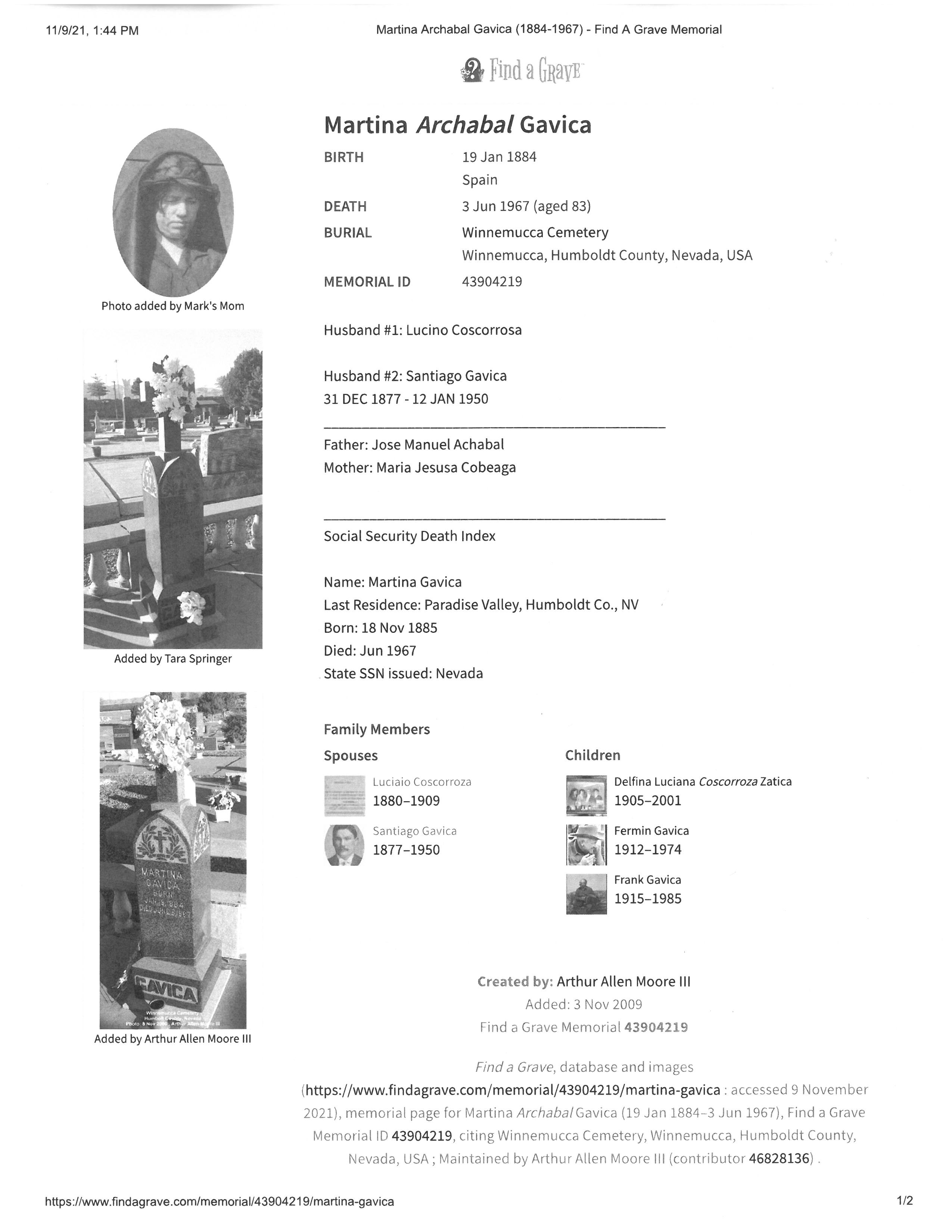 Martina (Archabal) Gavica - The Basque Museum & Cultural Center | Boise, ID