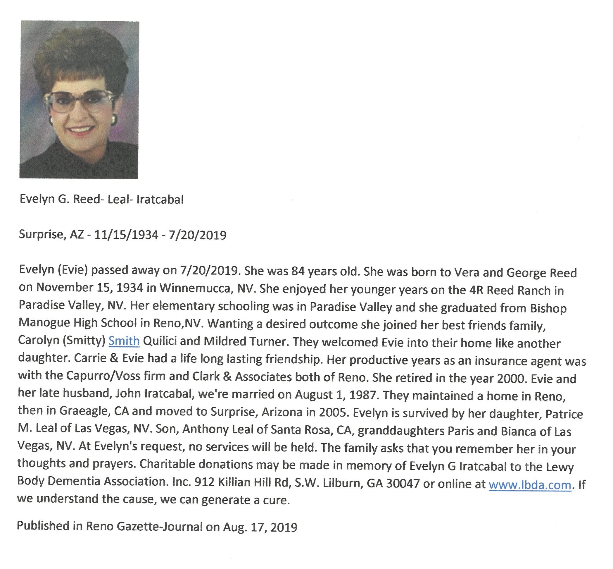 Evelyn "Evie" G. (Reed) Iratcabal - The Basque Museum & Cultural Center ...