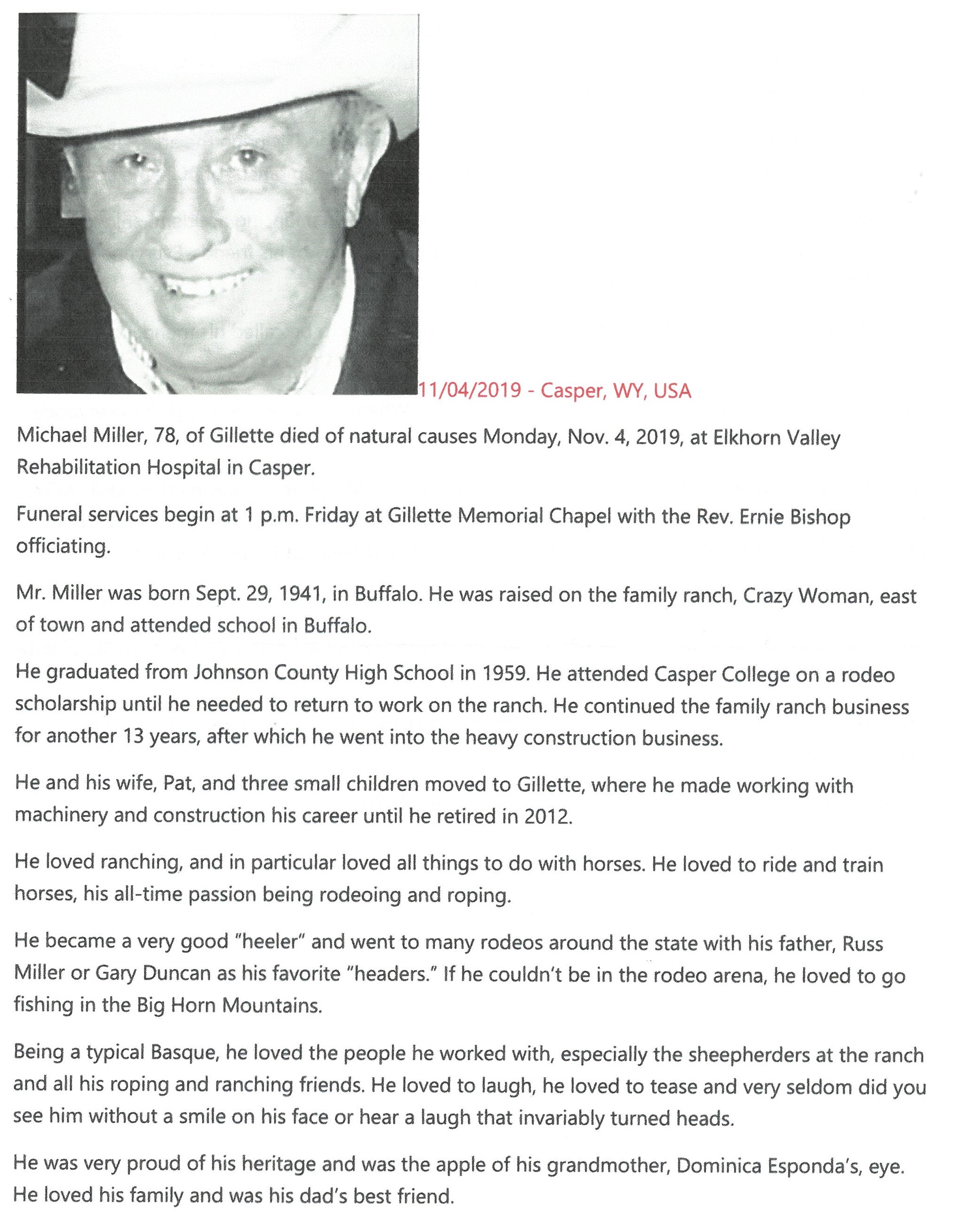 Michael "Stumpy" John Miller - The Basque Museum & Cultural Center ...