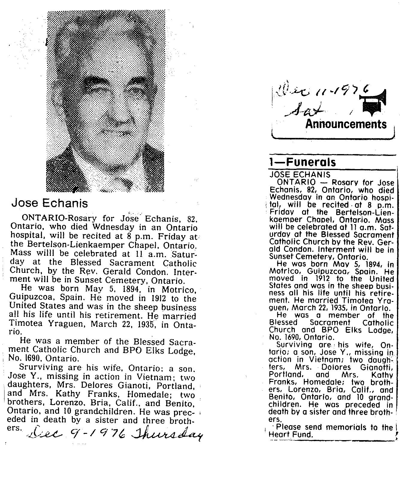 Jose "Joe" Echanis - The Basque Museum & Cultural Center | Boise, ID