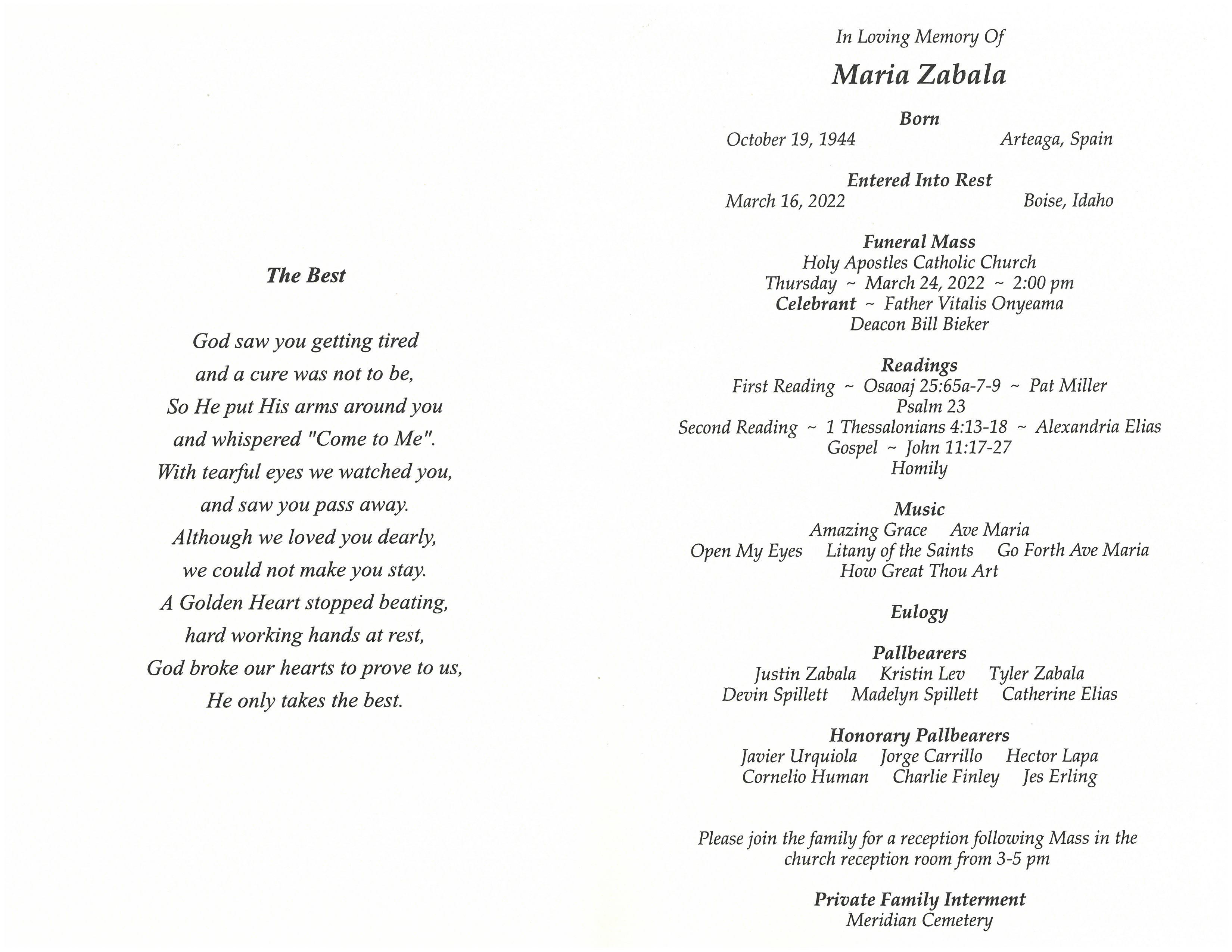 Maria Luisa (Oar-Arteta) Zabala - The Basque Museum & Cultural Center ...