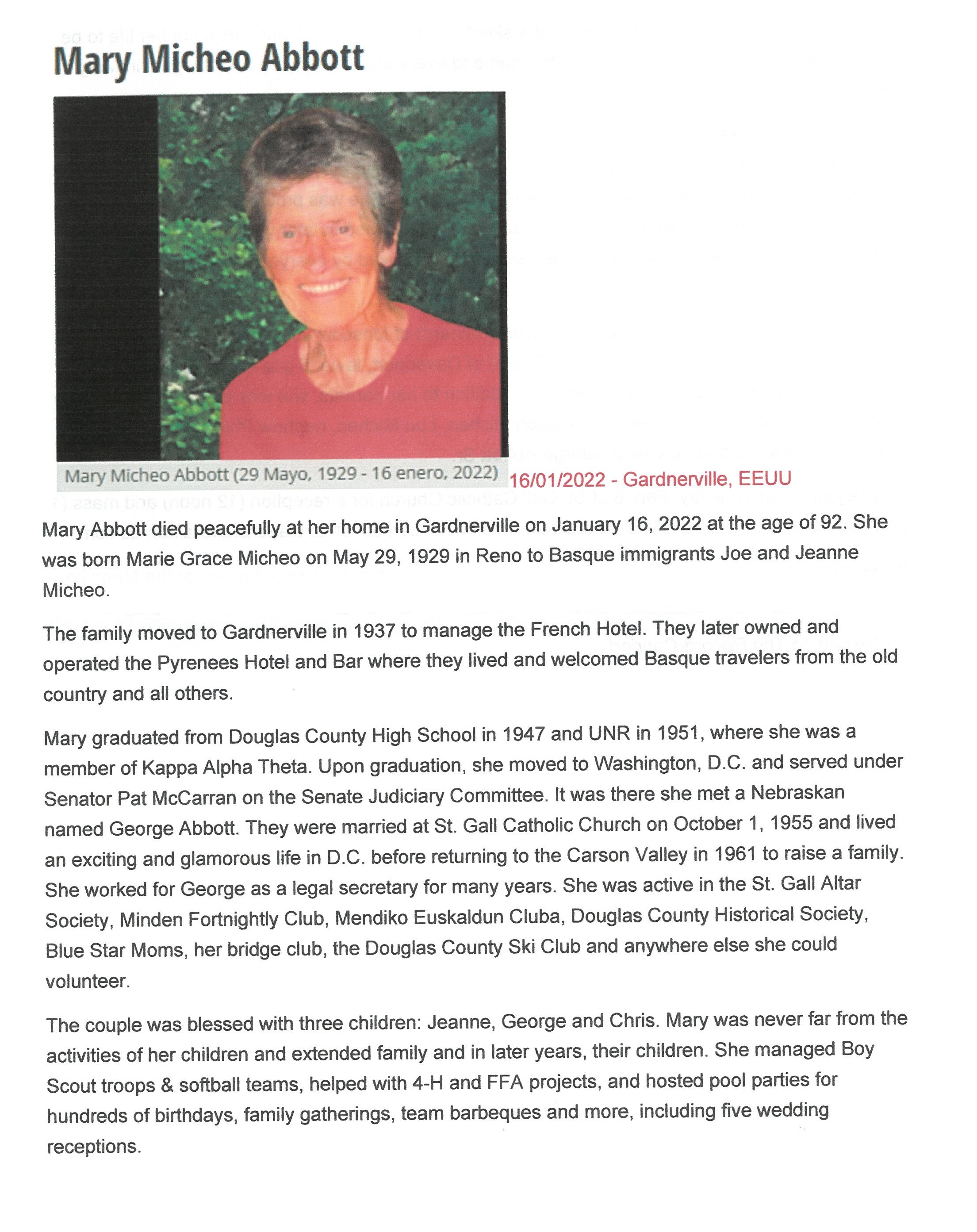 Marie "Mary" Grace (Micheo) Abbott - The Basque Museum & Cultural ...