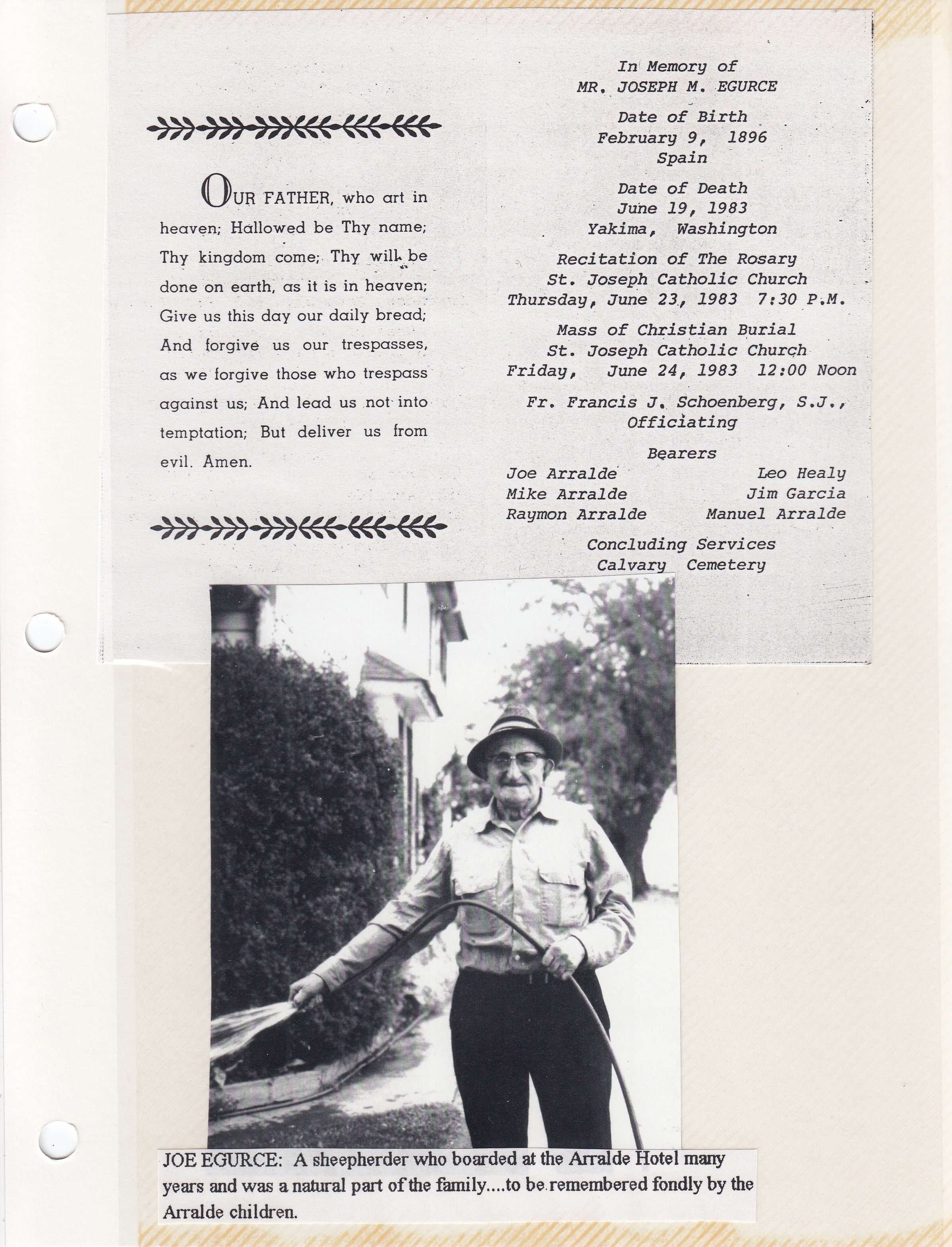 Joseph "Joe" M. Egurce - The Basque Museum & Cultural Center | Boise, ID