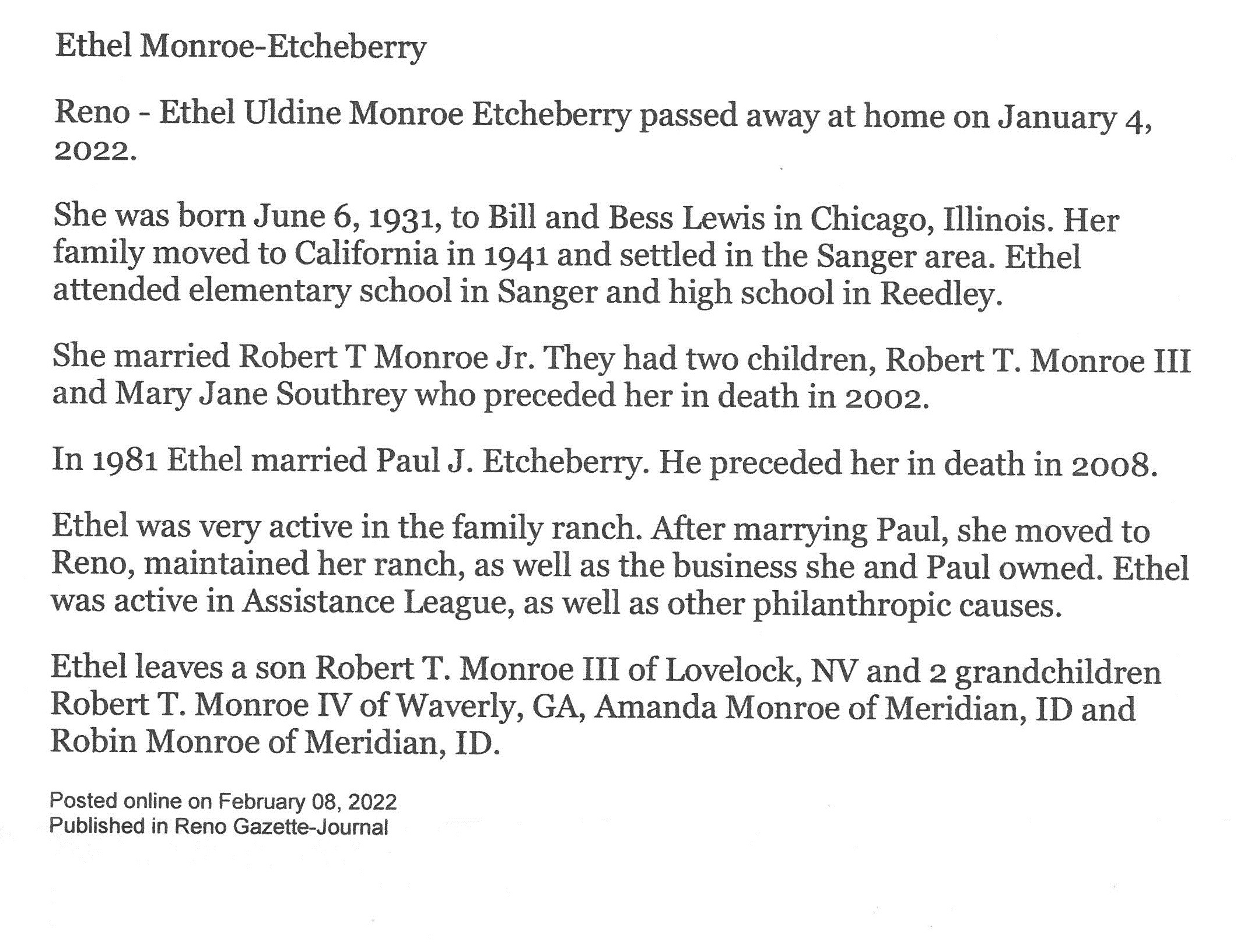Ethel Uldine (Lewis) Etcheberry - The Basque Museum & Cultural Center ...