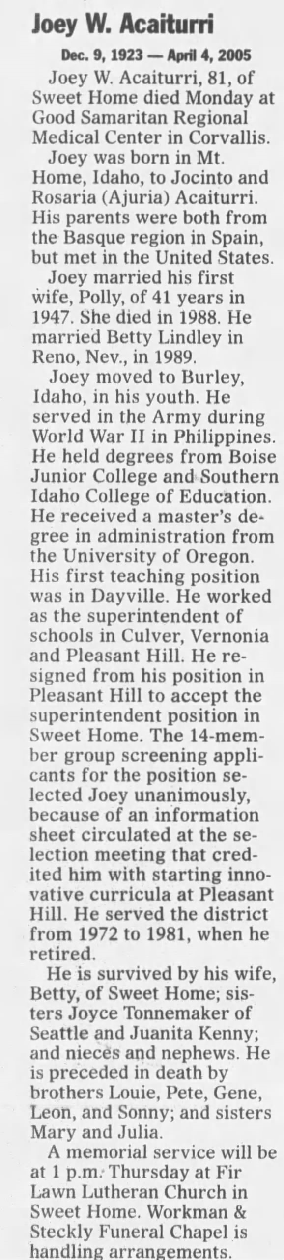 Joey W. Acaiturri - The Basque Museum & Cultural Center | Boise, ID