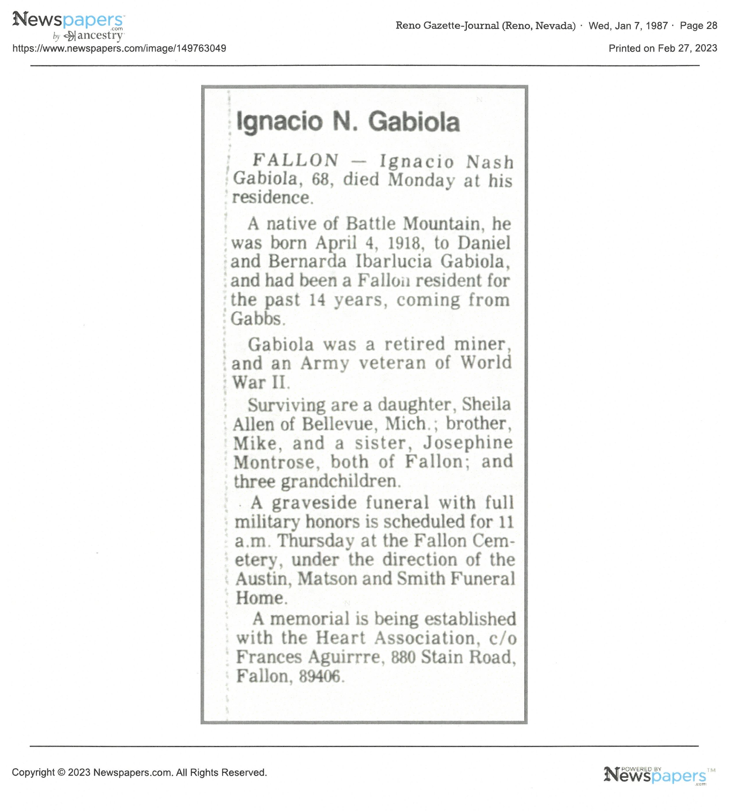 Ignacio Nash Gabiola - The Basque Museum & Cultural Center | Boise, ID