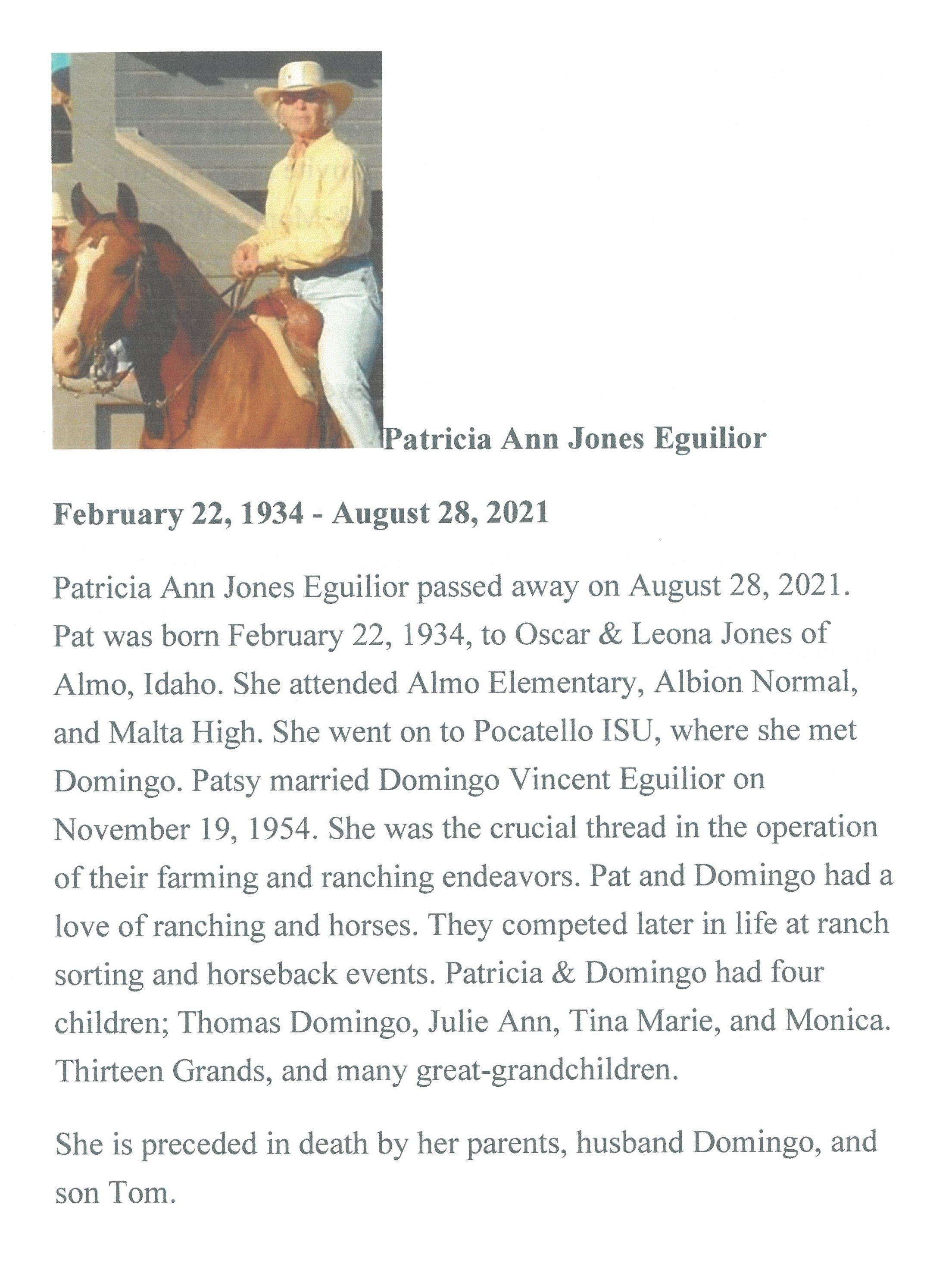 Patricia "Pat" Anne (Jones) Eguilior - The Basque Museum & Cultural ...