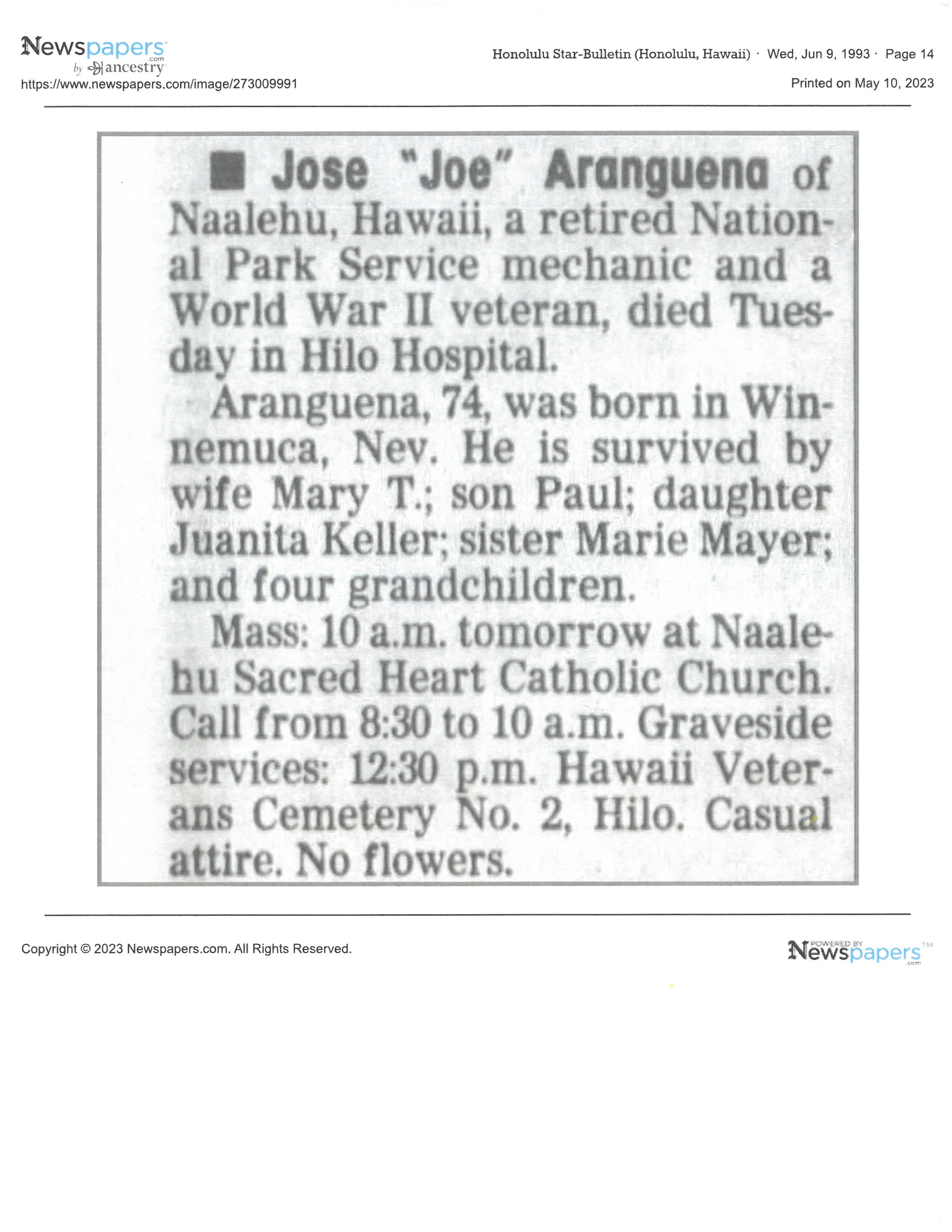 Jose "Joe" Aranguena - The Basque Museum & Cultural Center | Boise, ID