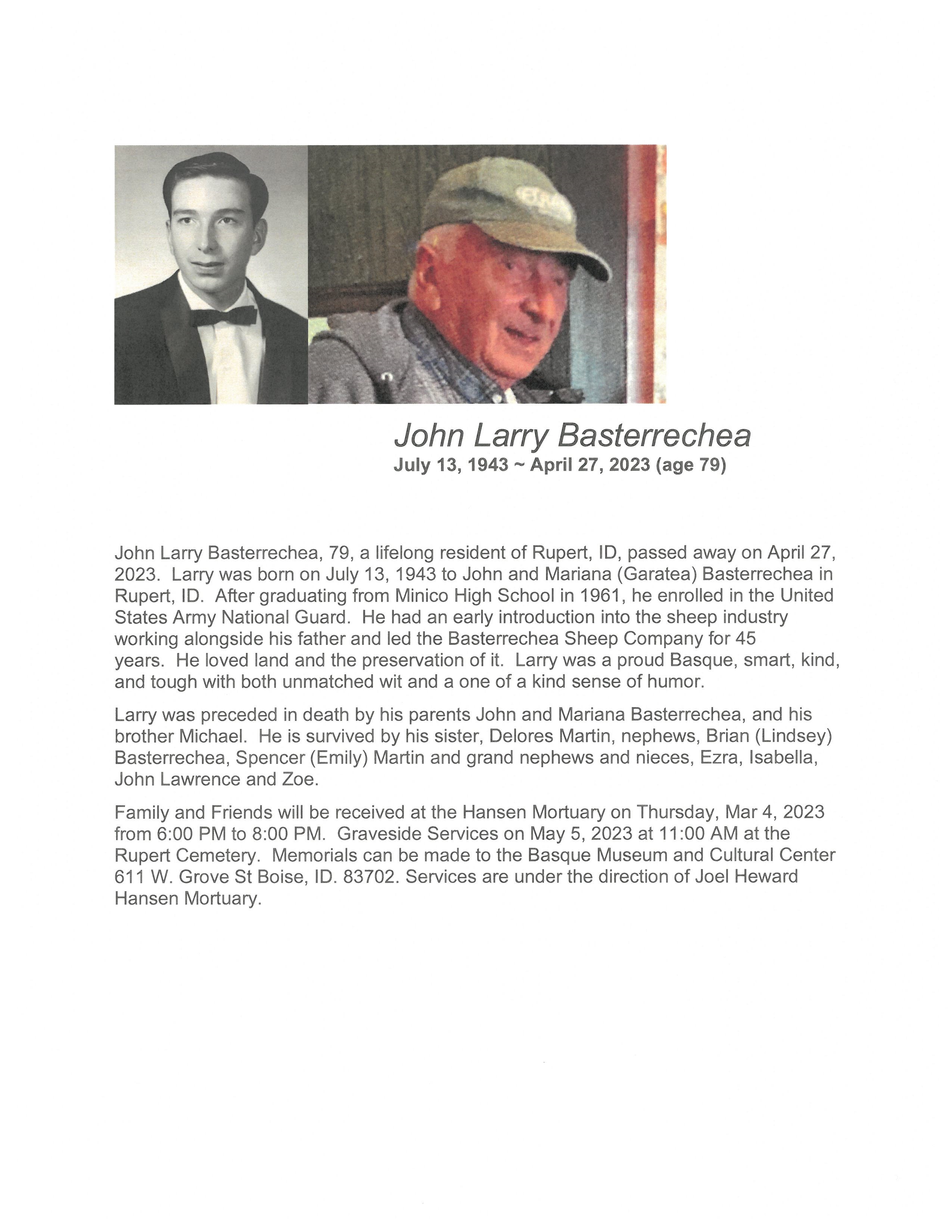 John Larry Basterrechea - The Basque Museum & Cultural Center | Boise, ID