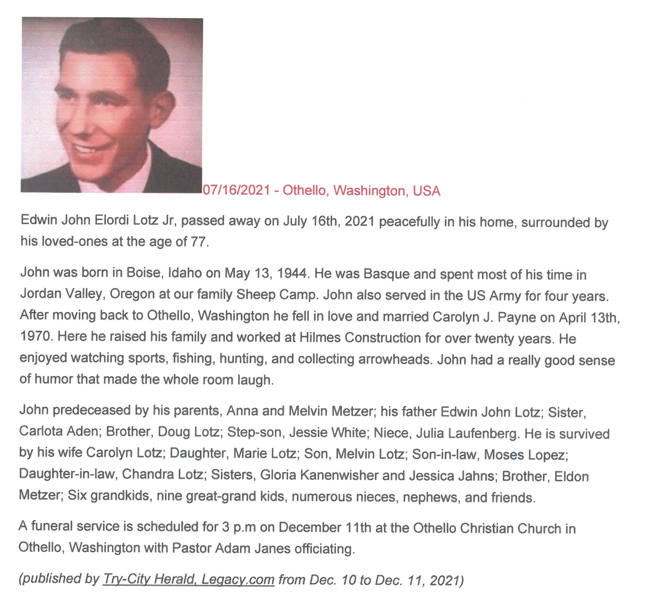 Edwin John Lotz, Jr. - The Basque Museum & Cultural Center | Boise, ID