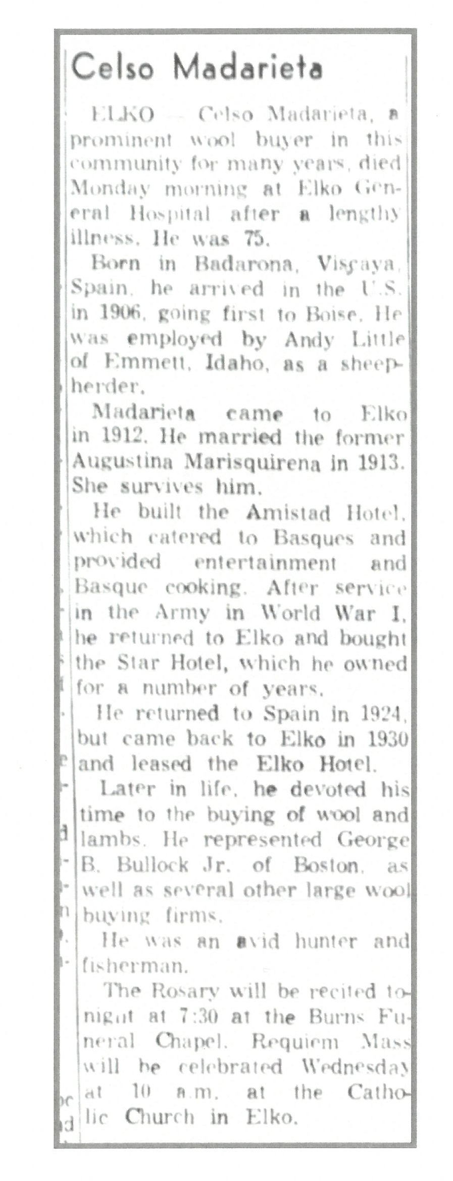 Celso Madarieta - The Basque Museum & Cultural Center | Boise, ID