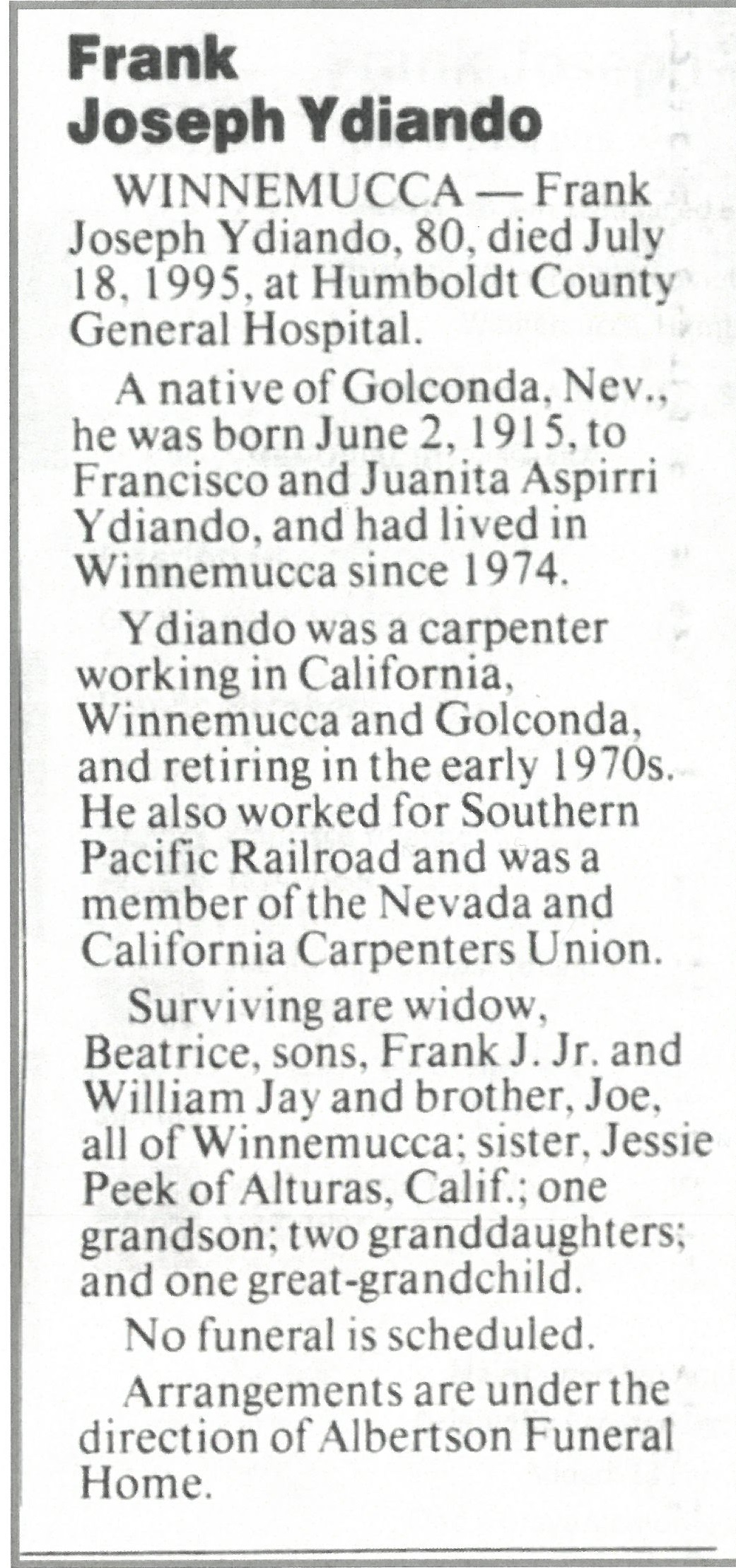 Frank Joseph Ydiando - The Basque Museum & Cultural Center | Boise, ID