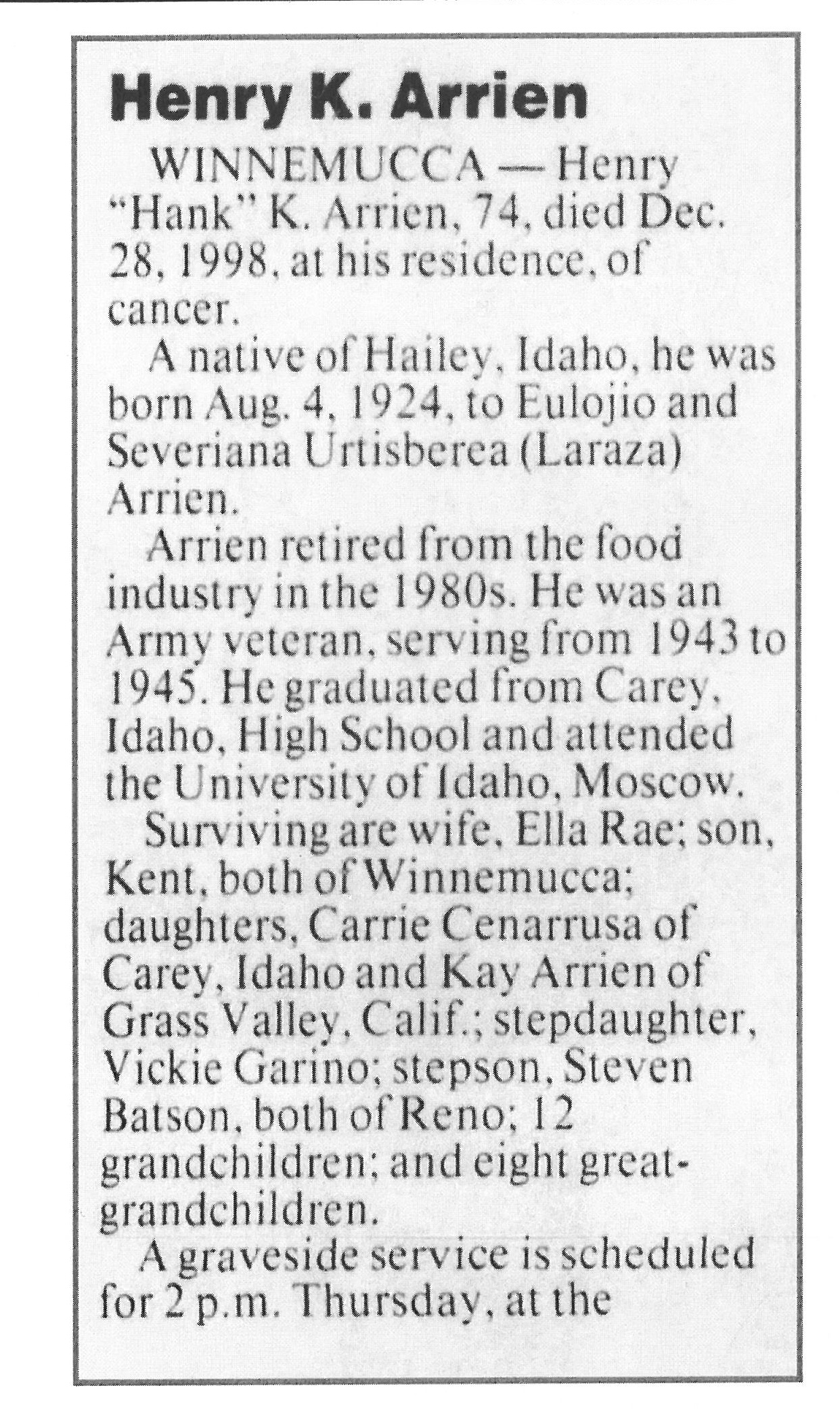Henry "Hank" K. Arrien - The Basque Museum & Cultural Center | Boise, ID