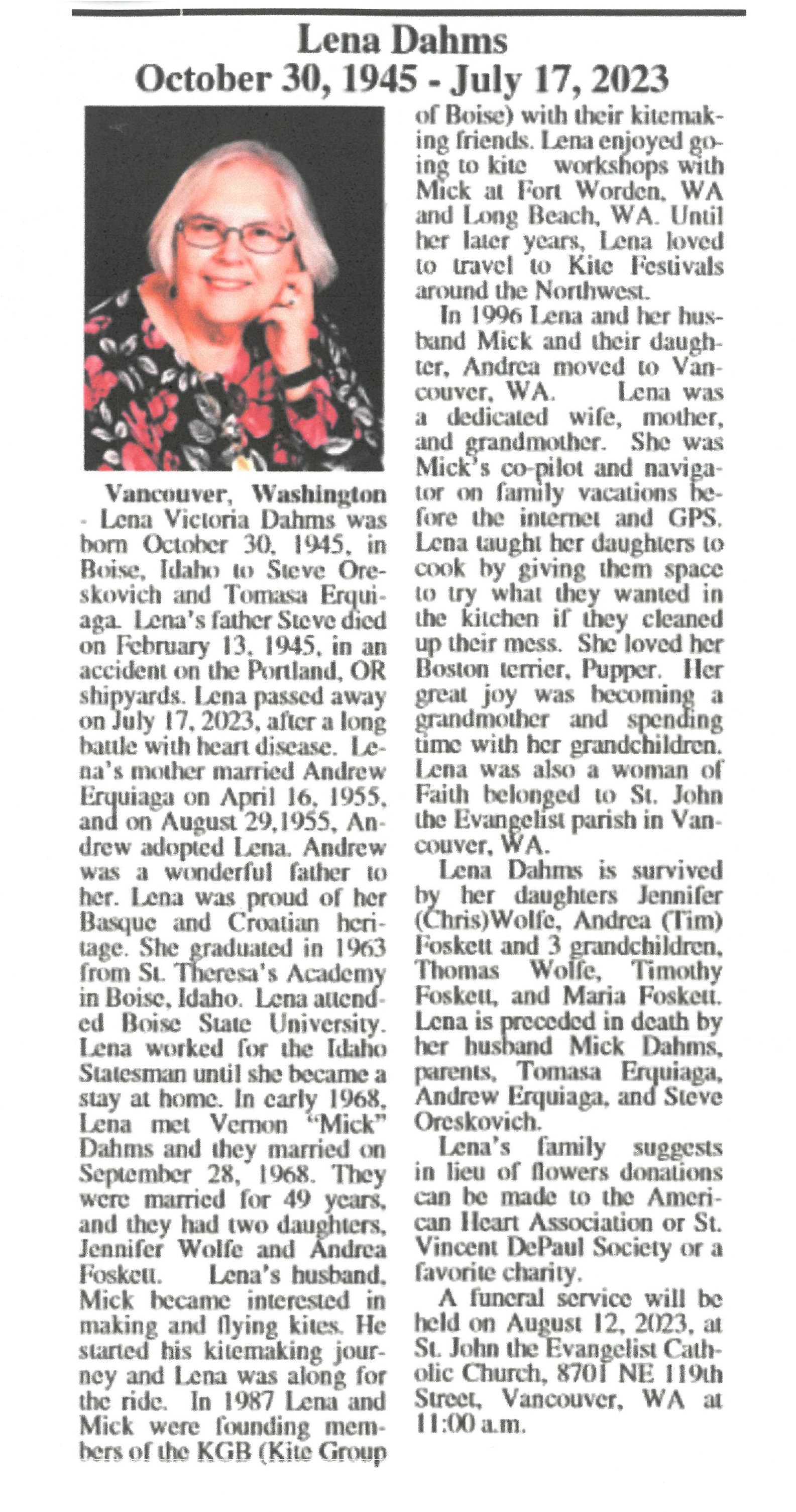 Lena Victoria (Erquiaga) Dahms - The Basque Museum & Cultural Center | Boise, ID