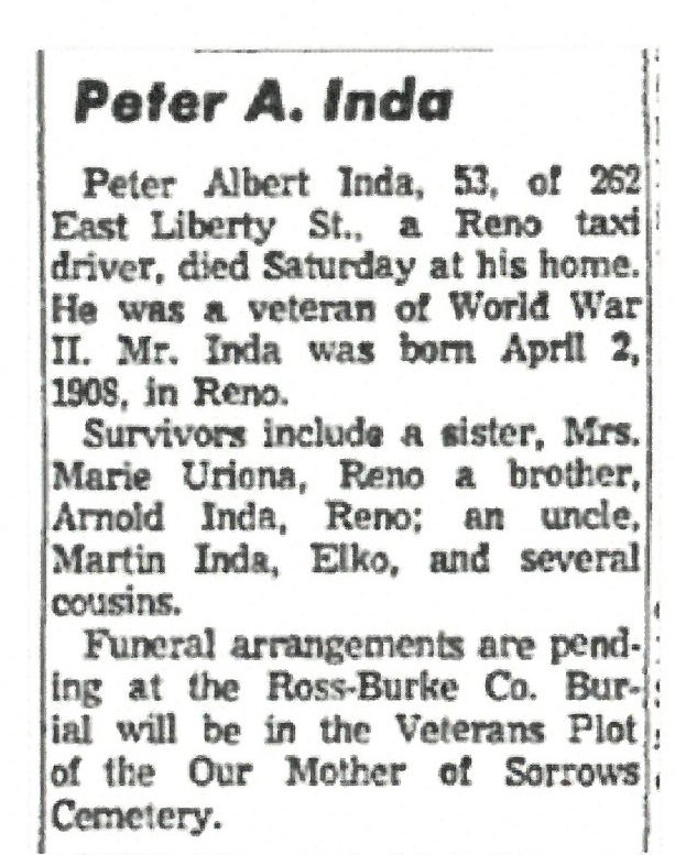 Peter "Pete" Albert Inda - The Basque Museum & Cultural Center | Boise, ID