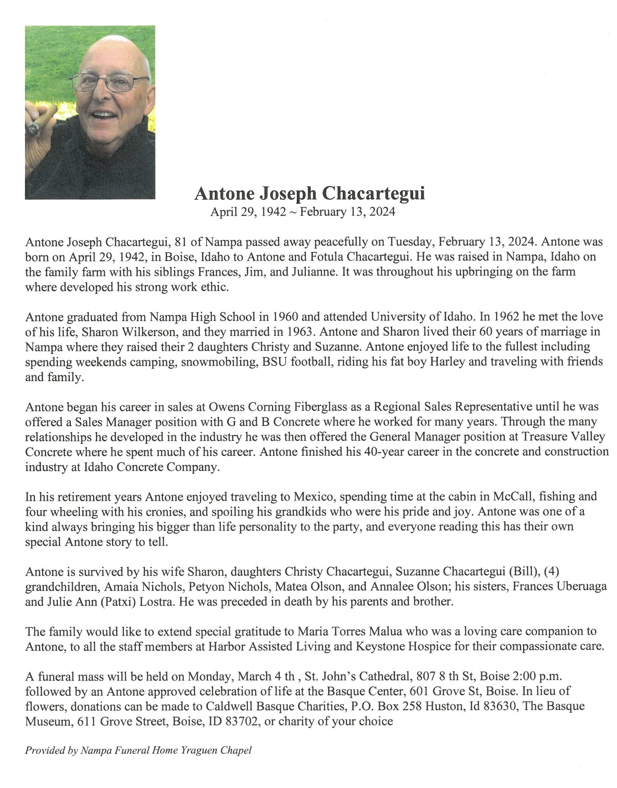 Antone Joseph Chacartegui - The Basque Museum & Cultural Center | Boise, ID