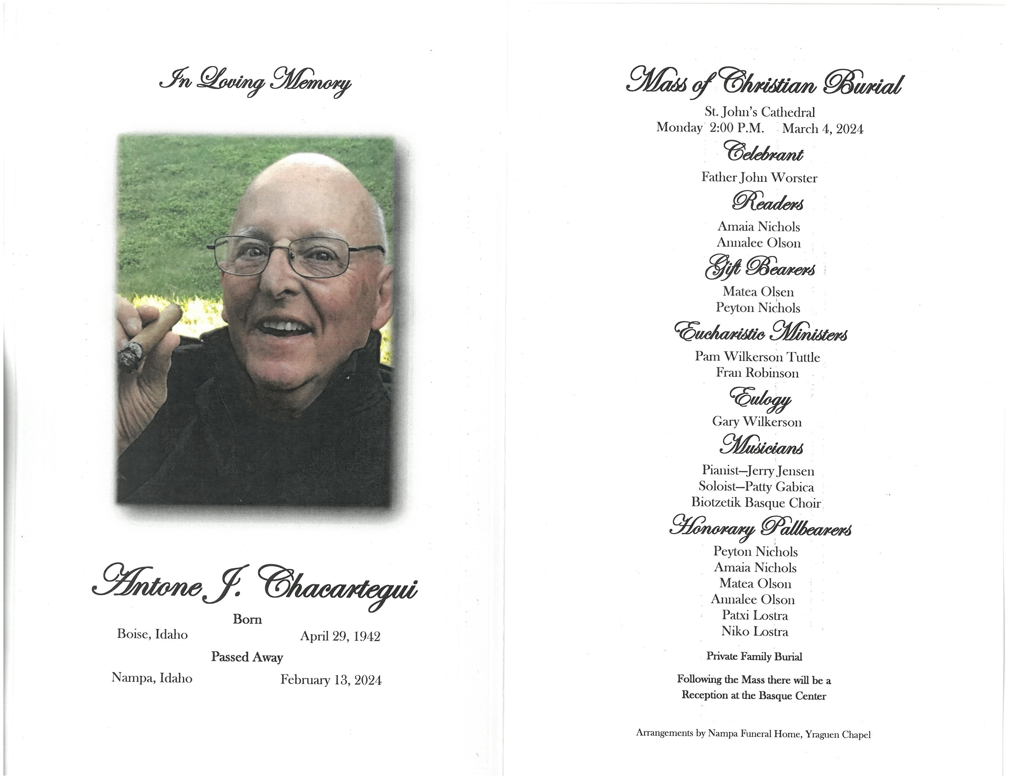 Antone Joseph Chacartegui - The Basque Museum & Cultural Center | Boise, ID