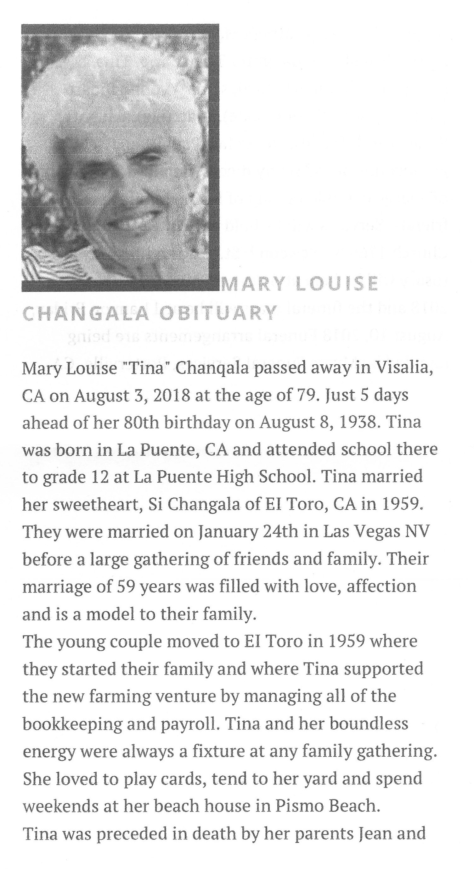 Mary "Tina" Louise Changala - The Basque Museum & Cultural Center ...