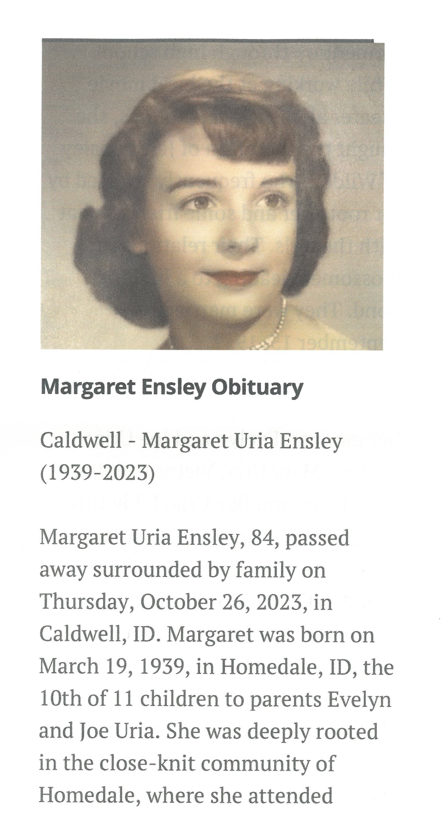 Margaret (Uria) Ensley - The Basque Museum & Cultural Center | Boise, ID