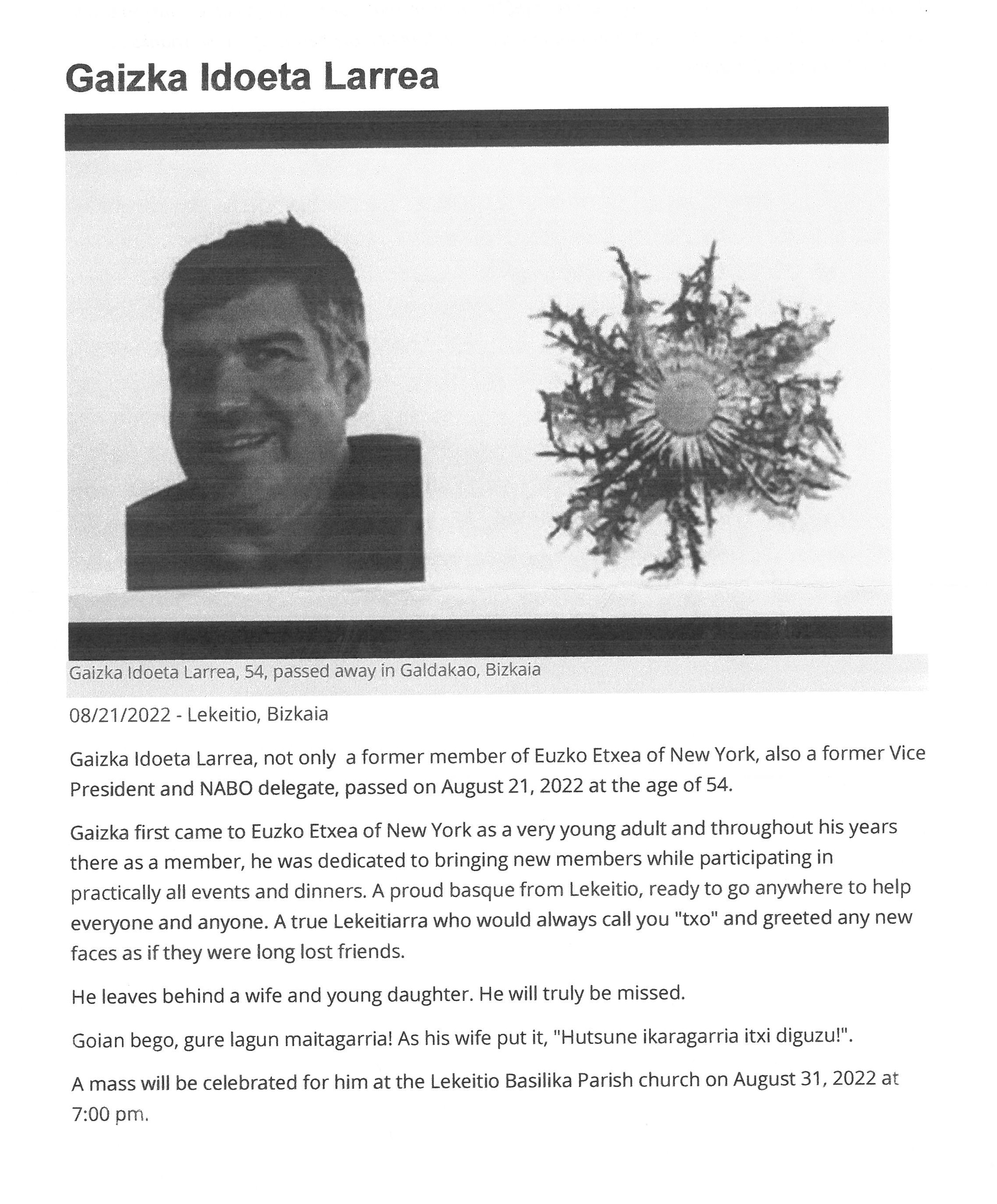 Gaizka Idoeta Larrea - The Basque Museum & Cultural Center | Boise, ID