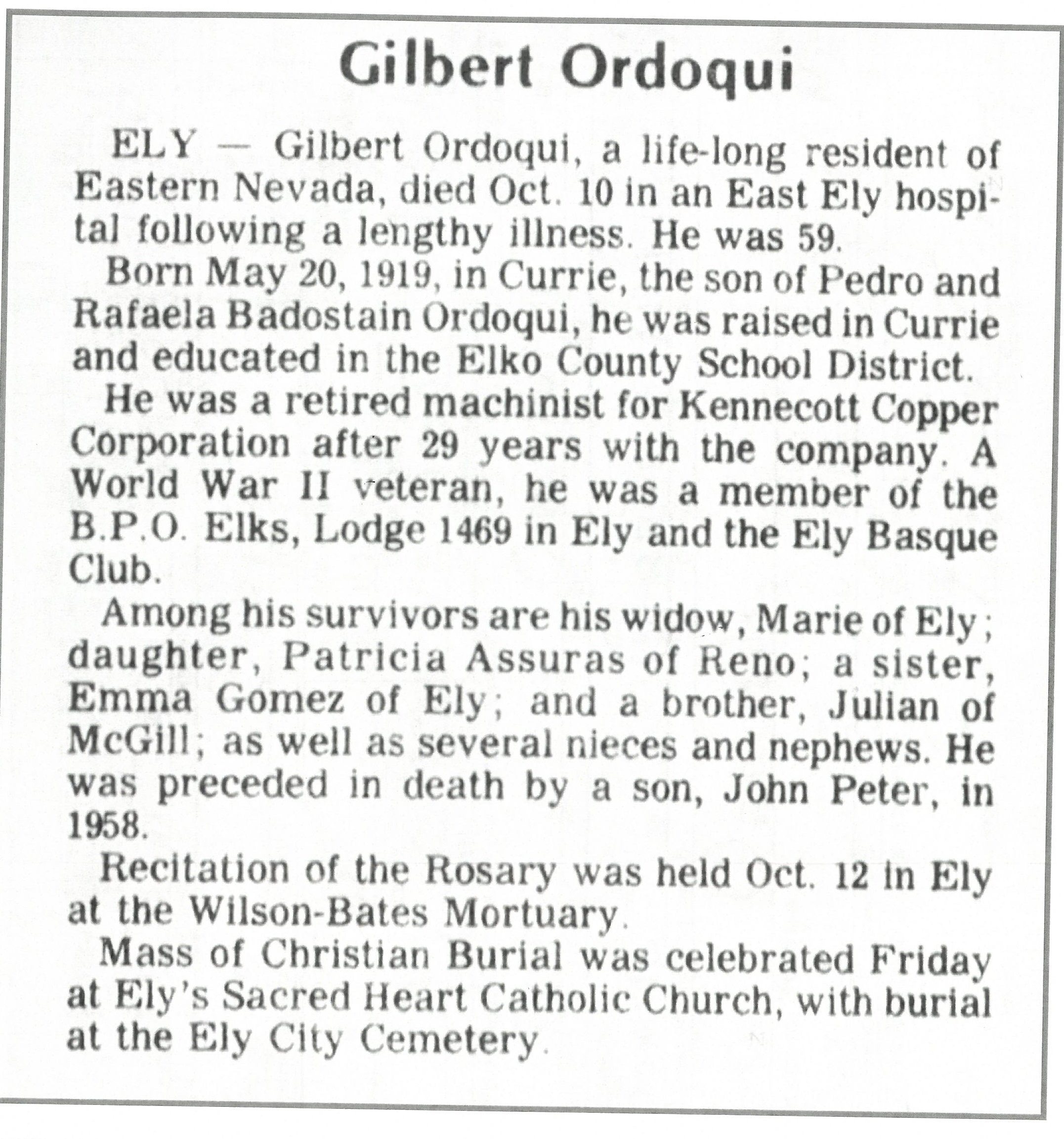 Gilbert M. Ordoqui - The Basque Museum & Cultural Center | Boise, ID