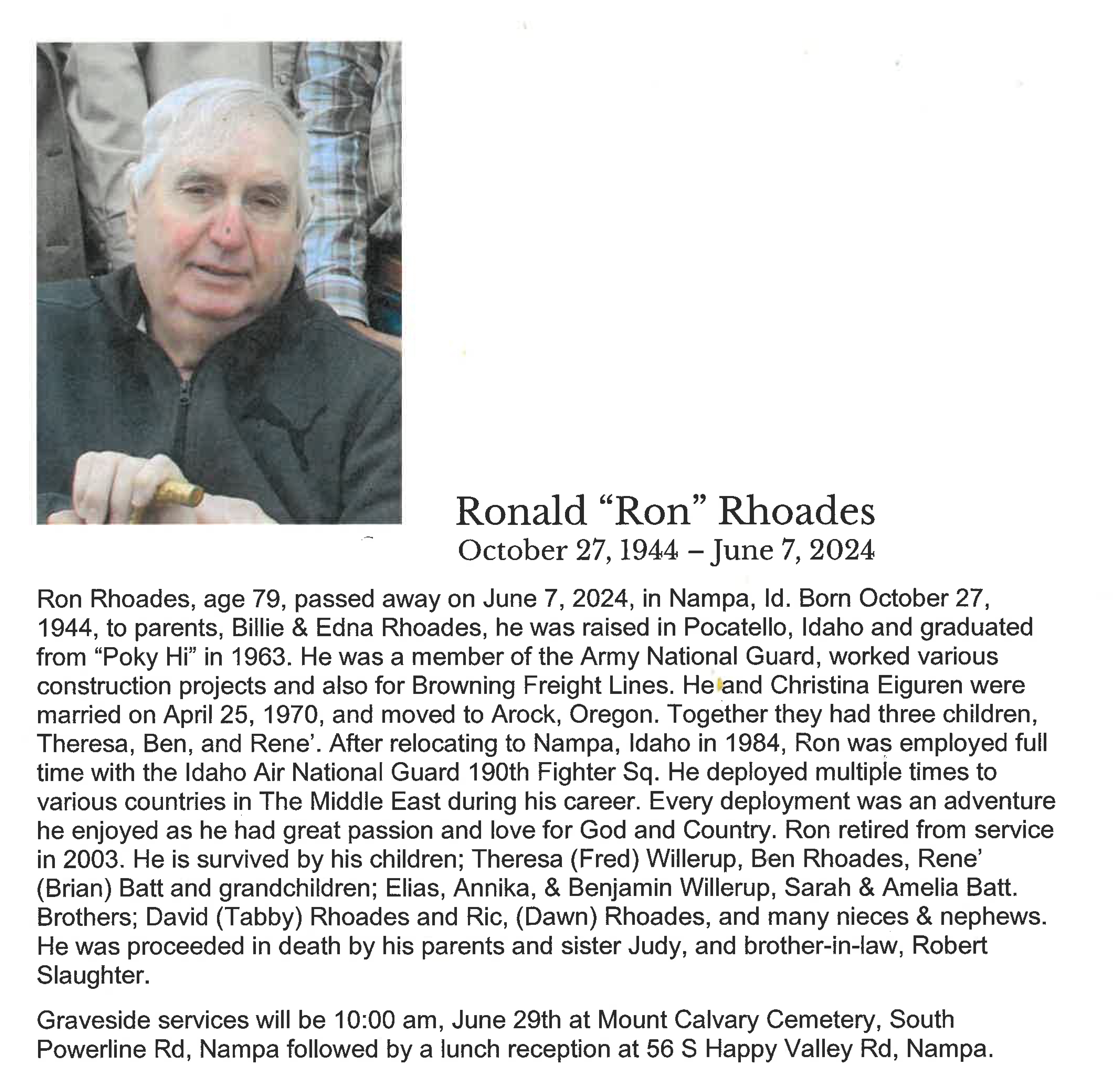 Ronald "Ron" Dale Rhoades - The Basque Museum & Cultural Center | Boise, ID