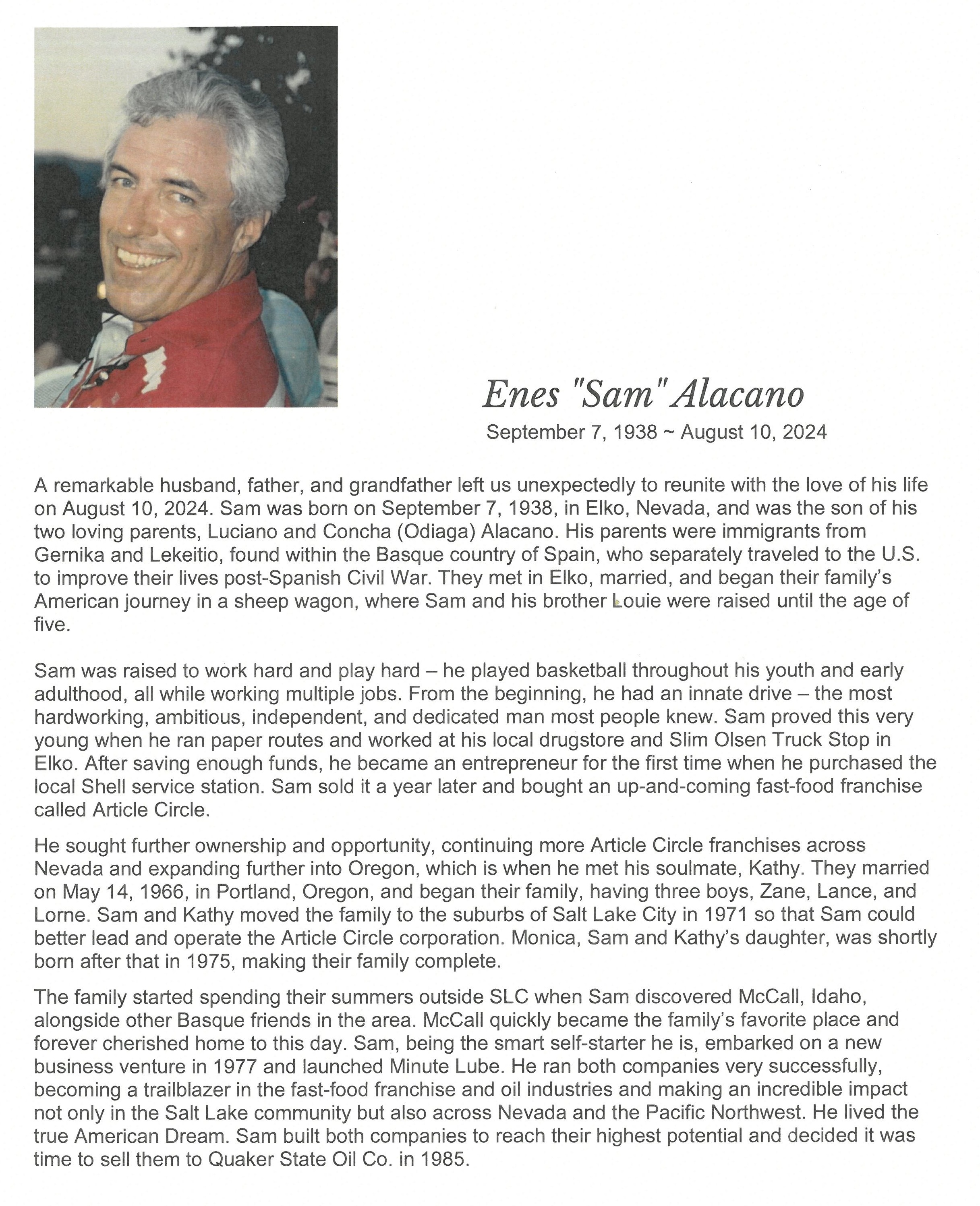 Enes "Sam" Alacano - The Basque Museum & Cultural Center | Boise, ID
