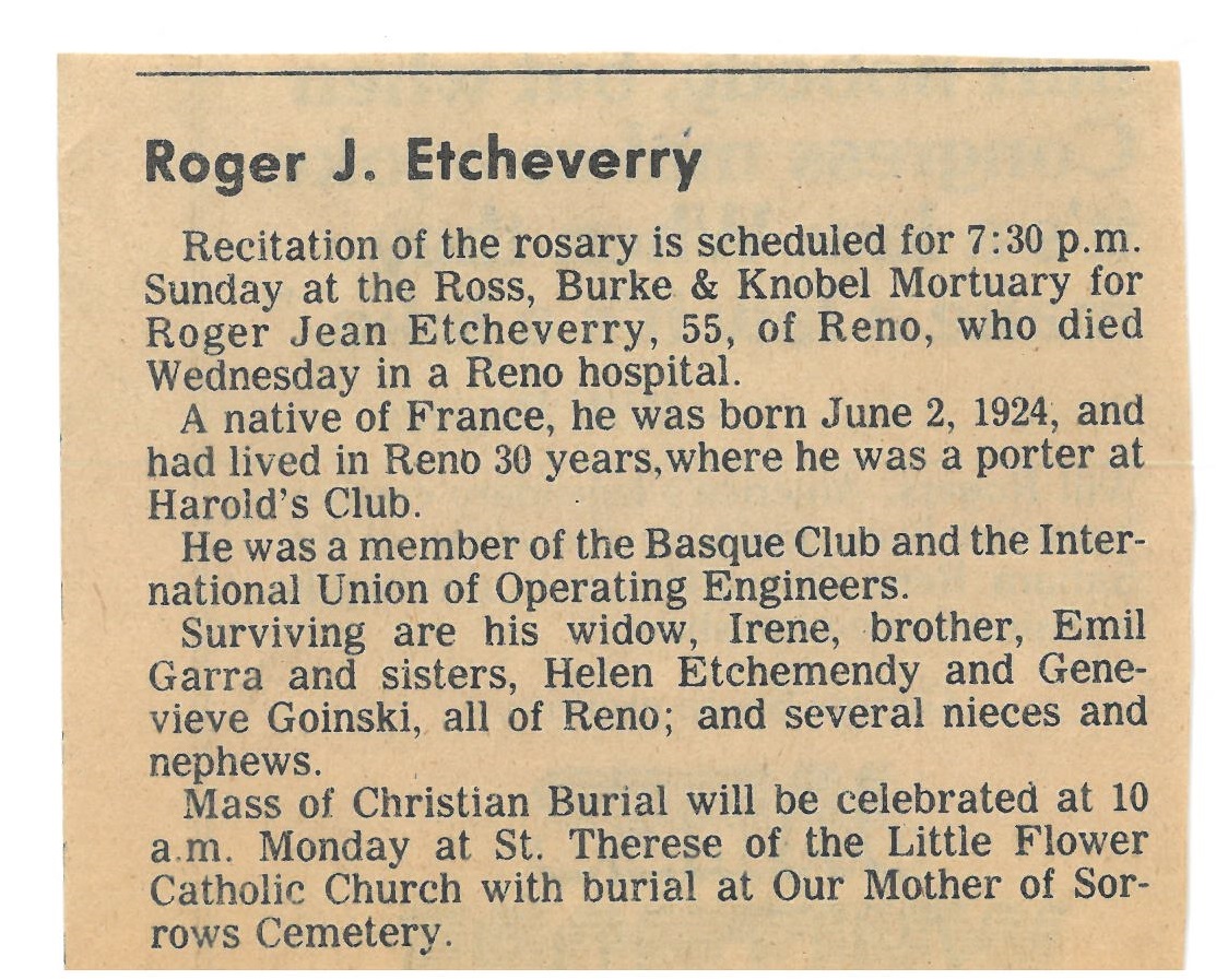 Roger Jean Etcheverry - The Basque Museum & Cultural Center | Boise, ID