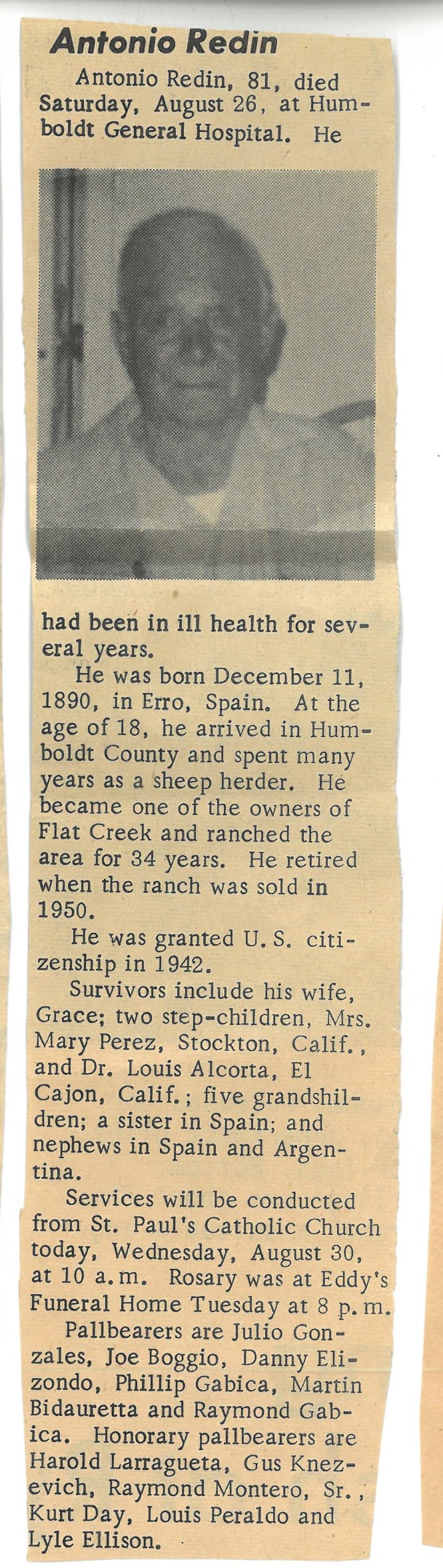 Antonio Redin - The Basque Museum & Cultural Center | Boise, ID