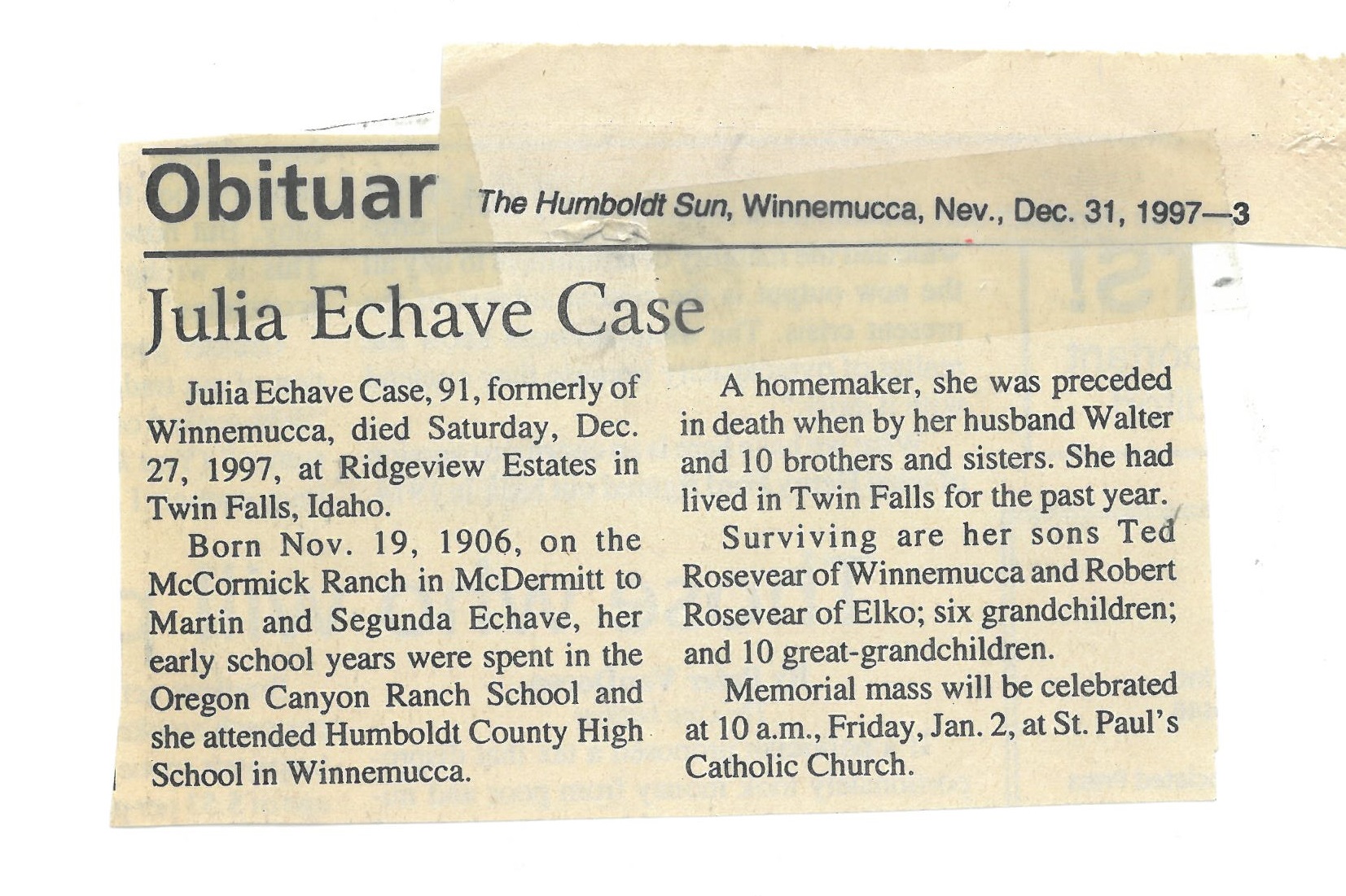 Julia (Echave) Case - The Basque Museum & Cultural Center | Boise, ID