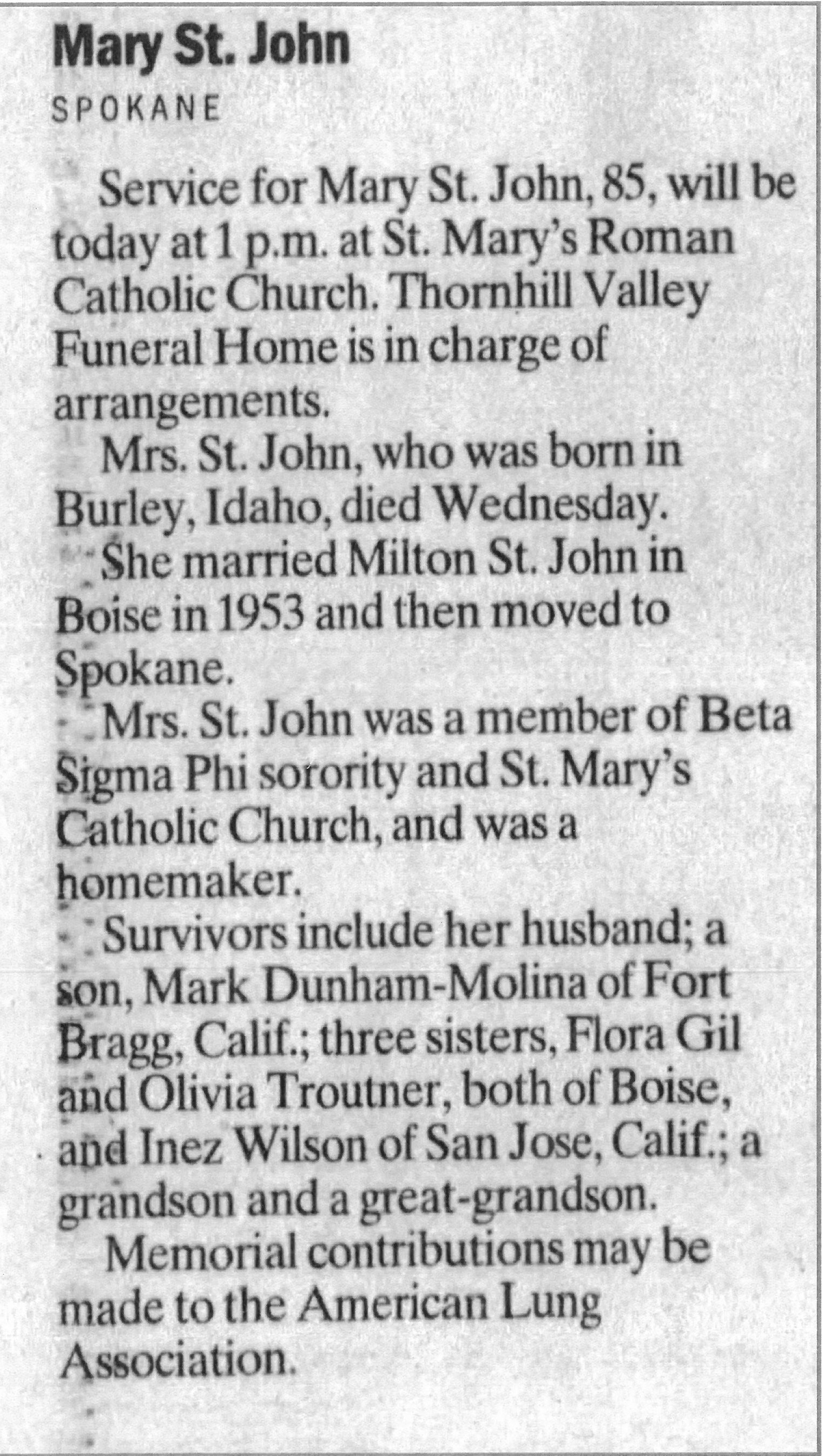 Mary Aurora (Moline) St. John - The Basque Museum & Cultural Center ...
