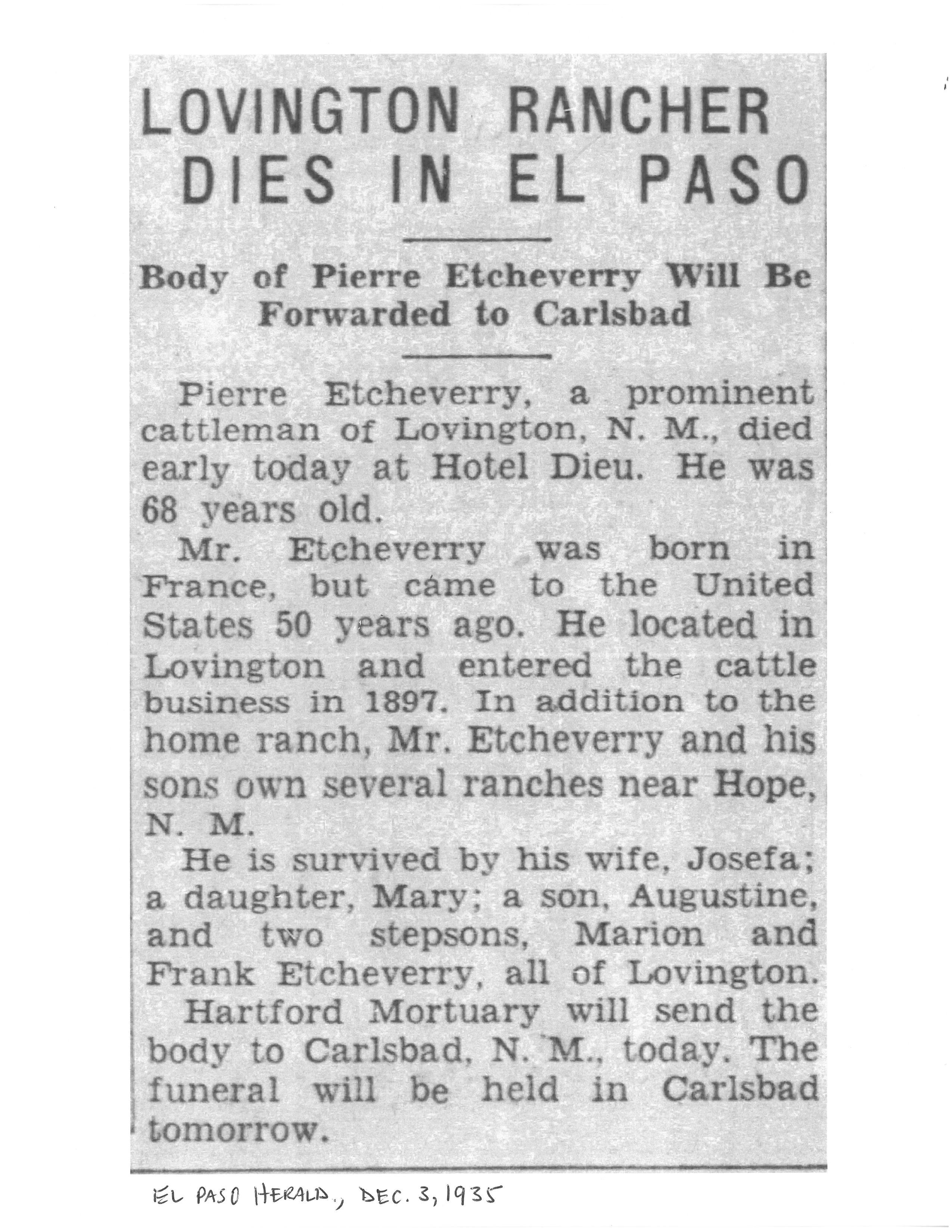 Pierre Etcheverry - The Basque Museum & Cultural Center | Boise, ID