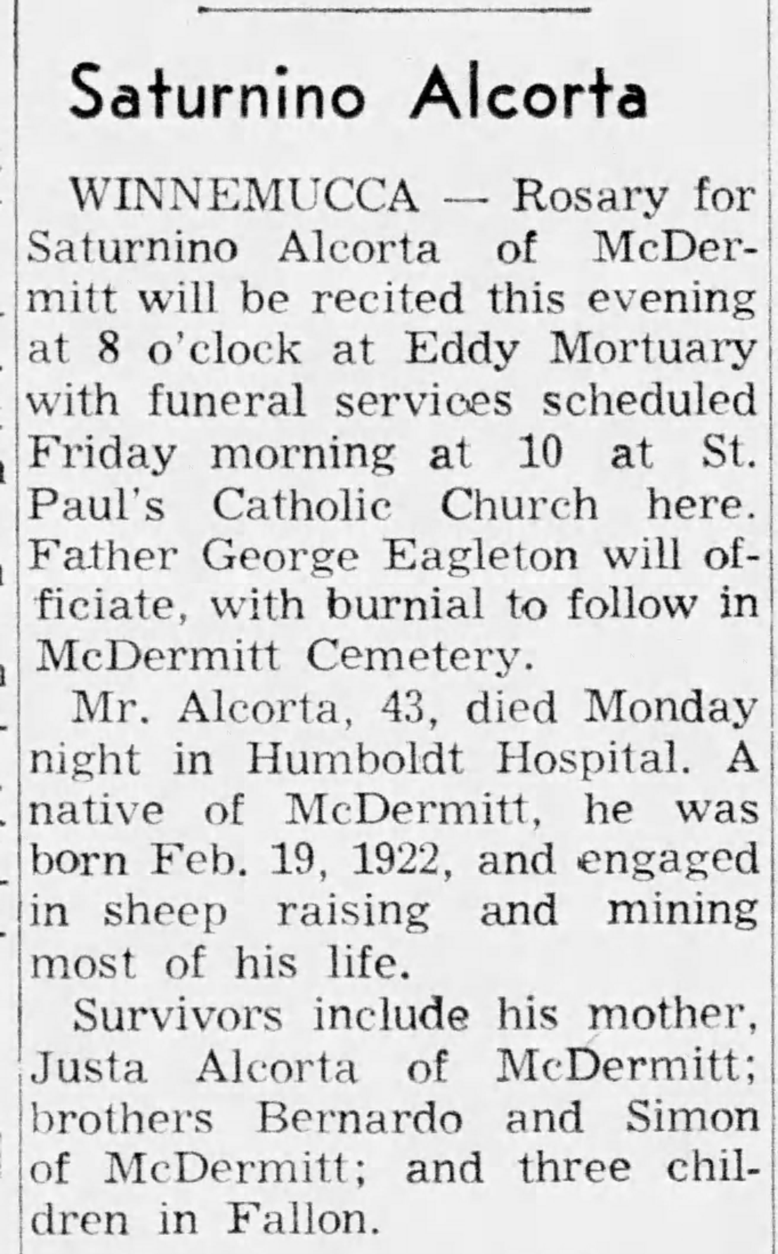 Saturnino A. Alcorta, Jr. - The Basque Museum & Cultural Center | Boise, ID